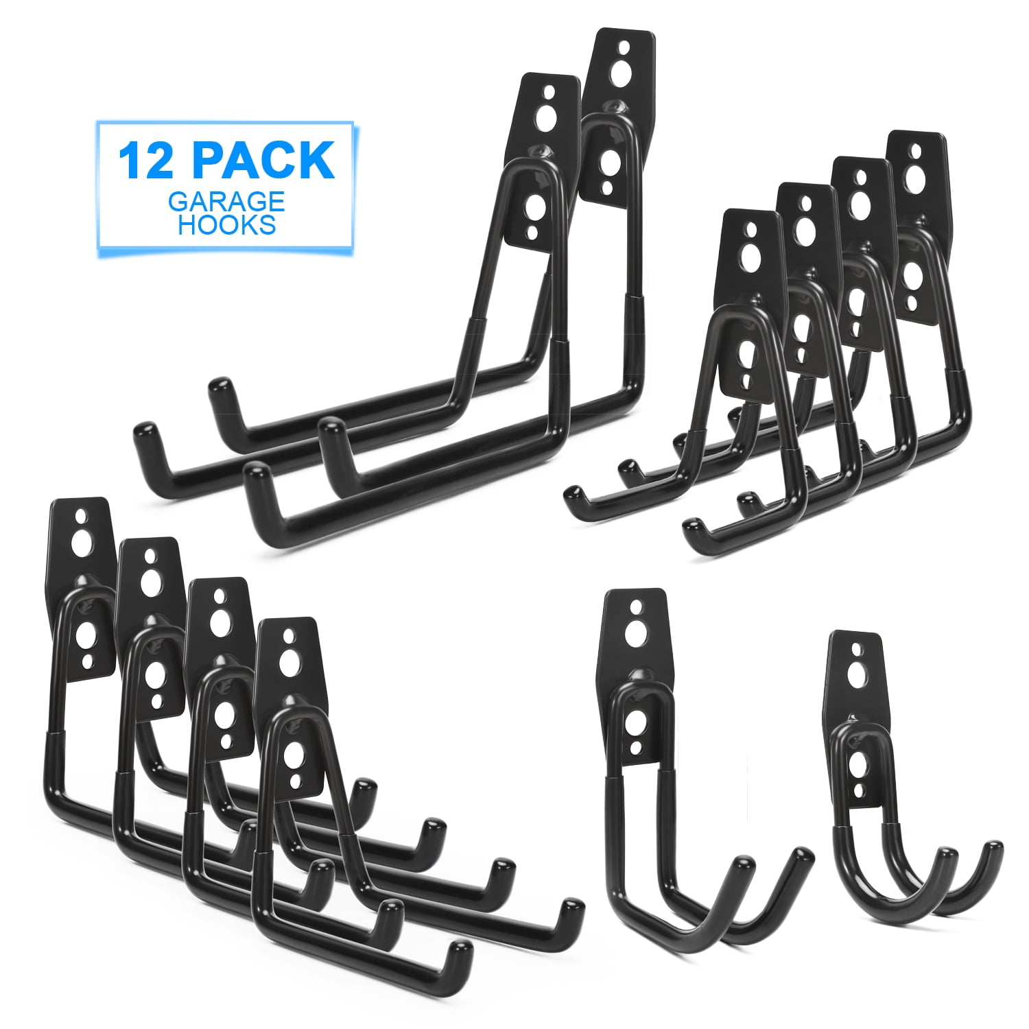 DAANXW Heavy Duty Large Steel Garage Storage Hooks, 12 Packs, Anti-Slip ...