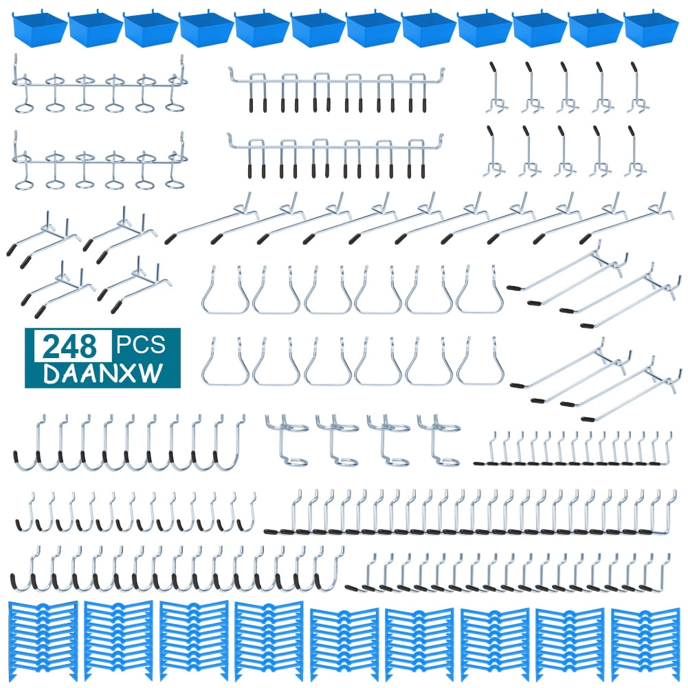 DAANXW 248PCS Pegboard Steel Attachments, Metal Zinc Plated Hooks ...