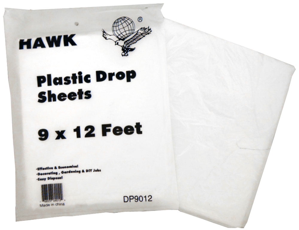 DAB (2 Pack) Disposable Plastic Dropcloth | 9' x 12' (2.7 m x 3.7 m ...
