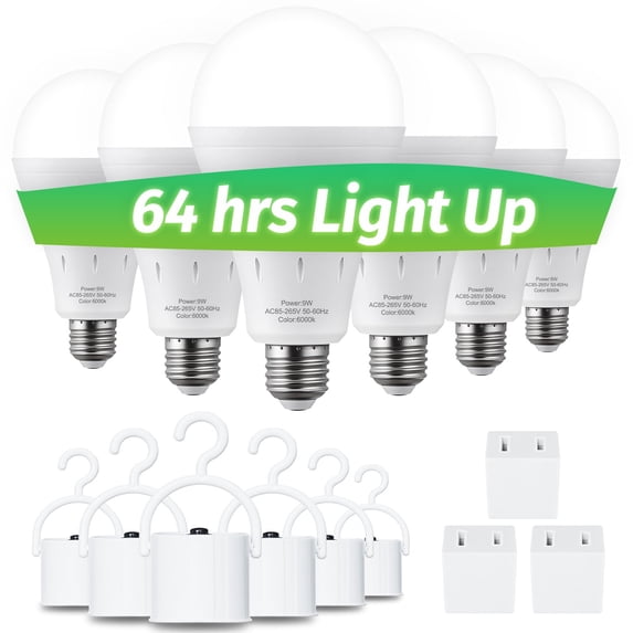 DEBAOBULB Rechargeable Light Bulb 6pcs E26/E27 Emergency Battery ...