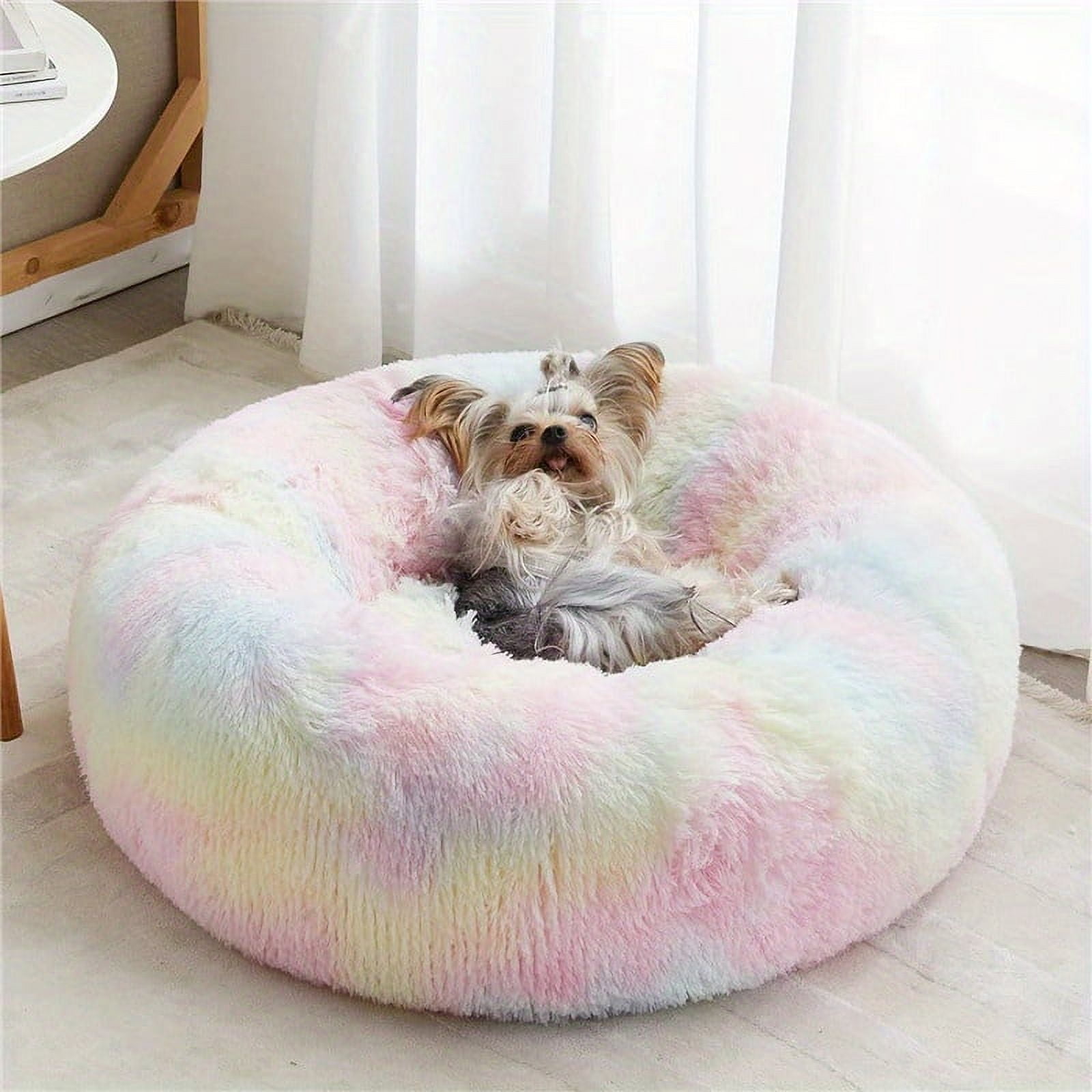 DABEI Calming Dog & Cat Bed, Anti-Anxiety Donut Cuddler Warming Cozy ...