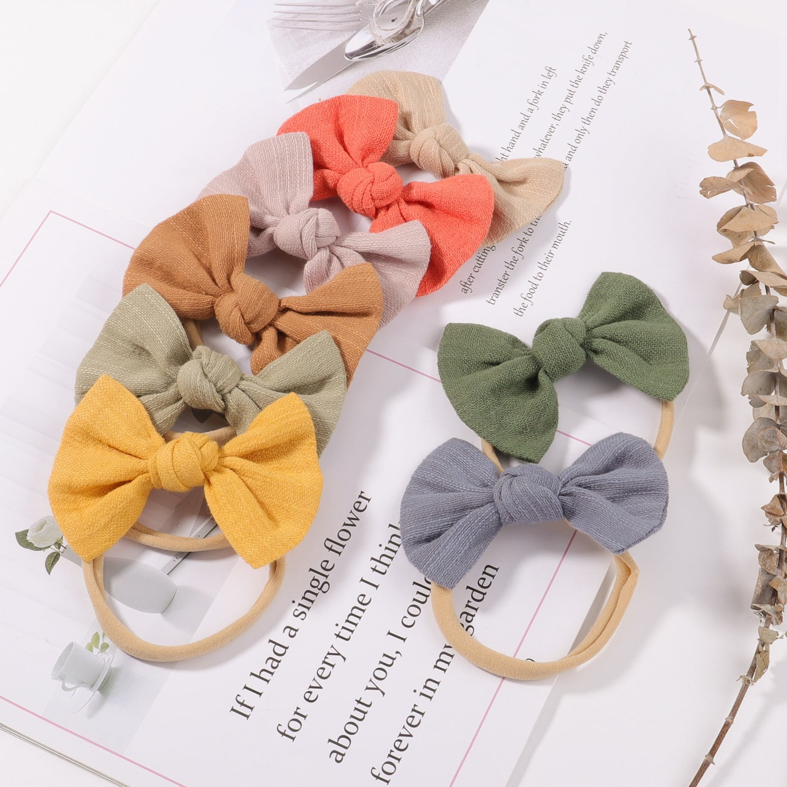 DABEN Baby Girl Bows Soft Nylon Headbands Hair Bows ,Toddlers Soft and ...