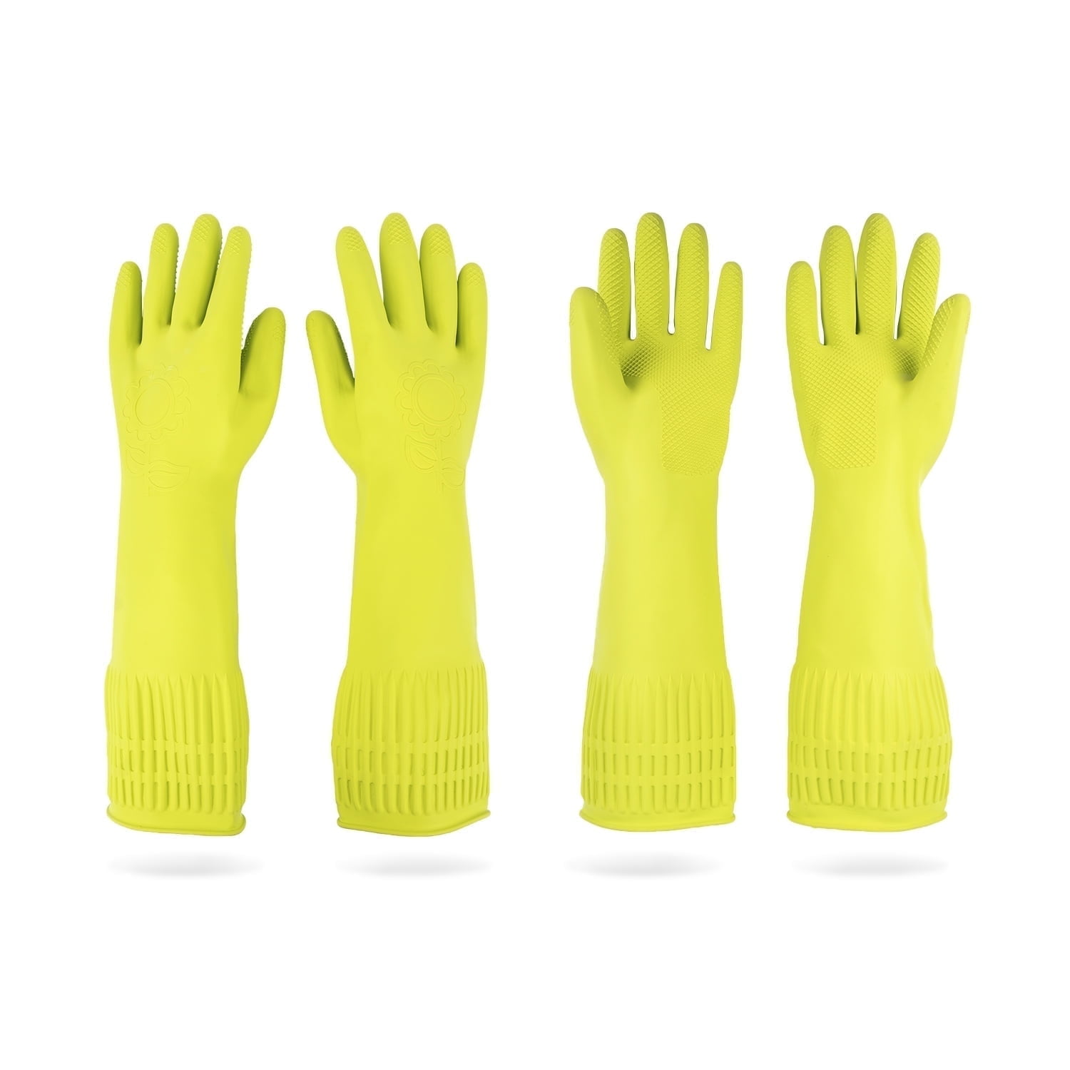 DABOGOSA Waterproof Non-Slip Rubber Dishwashing Gloves, 2 Pairs, Large ...