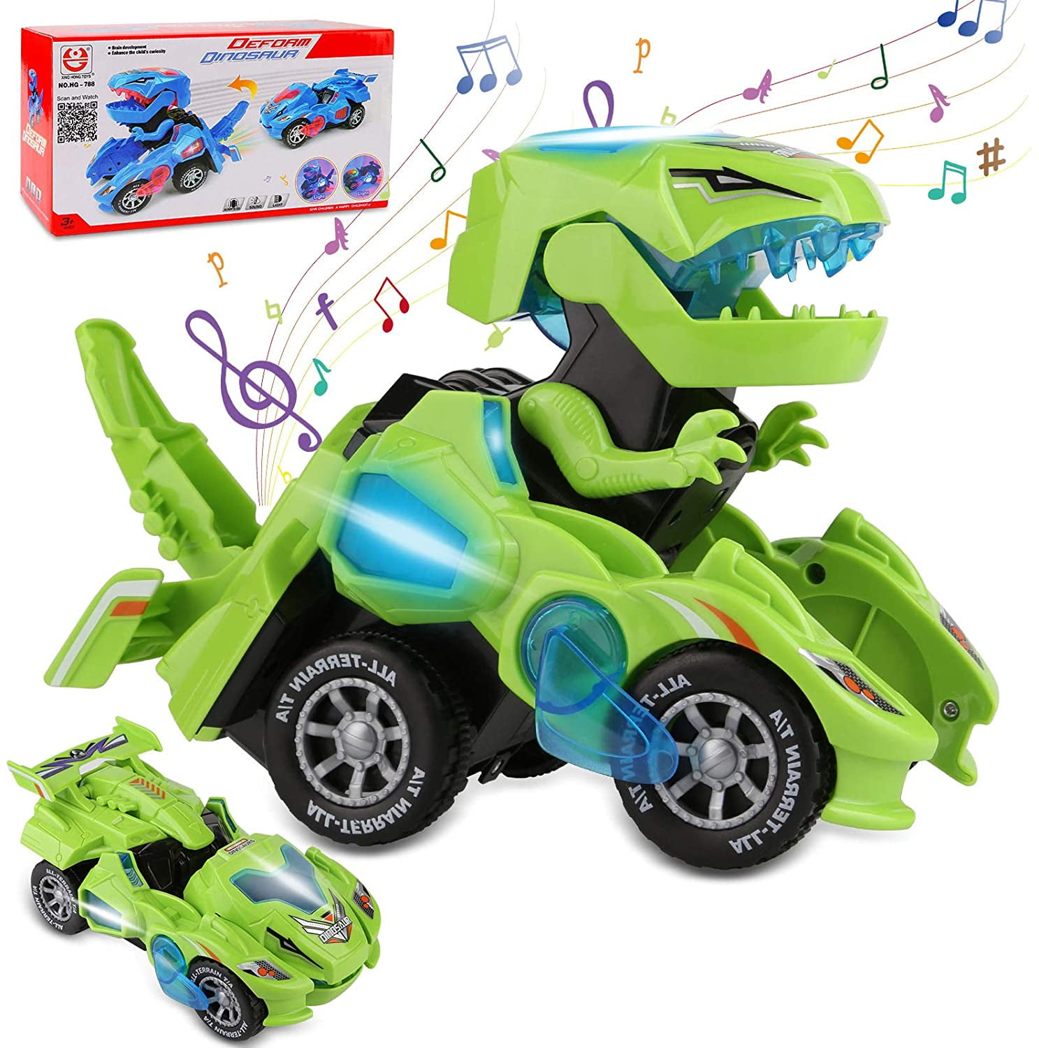 DABOOM Kids Dinosaur Cars Toys Dino Vehicles with Music and LED Light ...