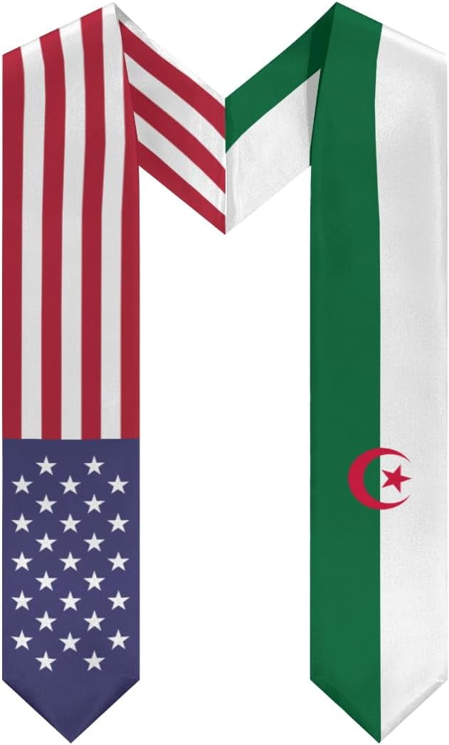 DABOYOZHZH Algeria Mix United States Flag Graduation Stole Sash For ...