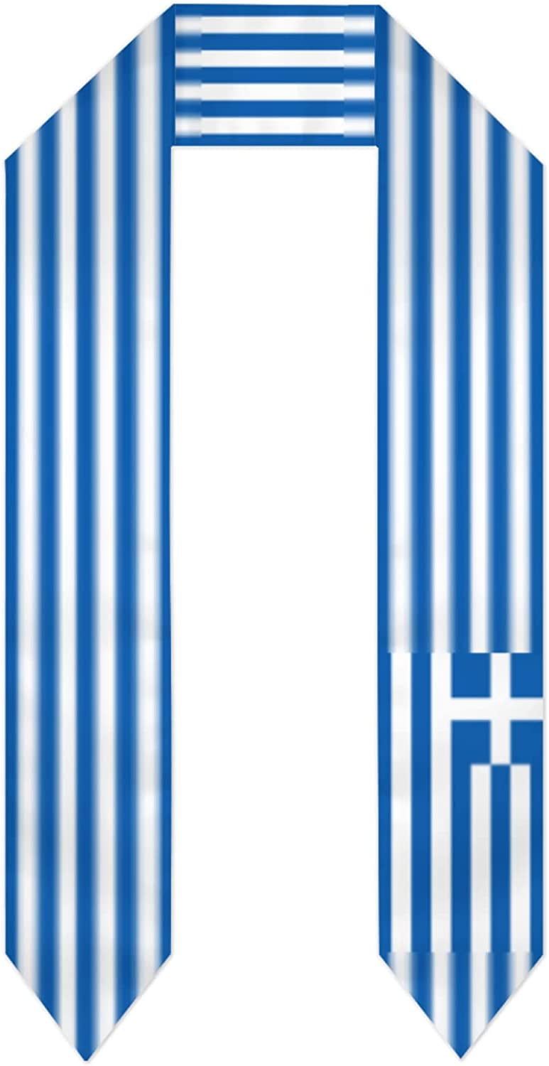 DABOYOZHZH Greek Graduation Shawl, Greece Flag Printed, Satin Stole for ...