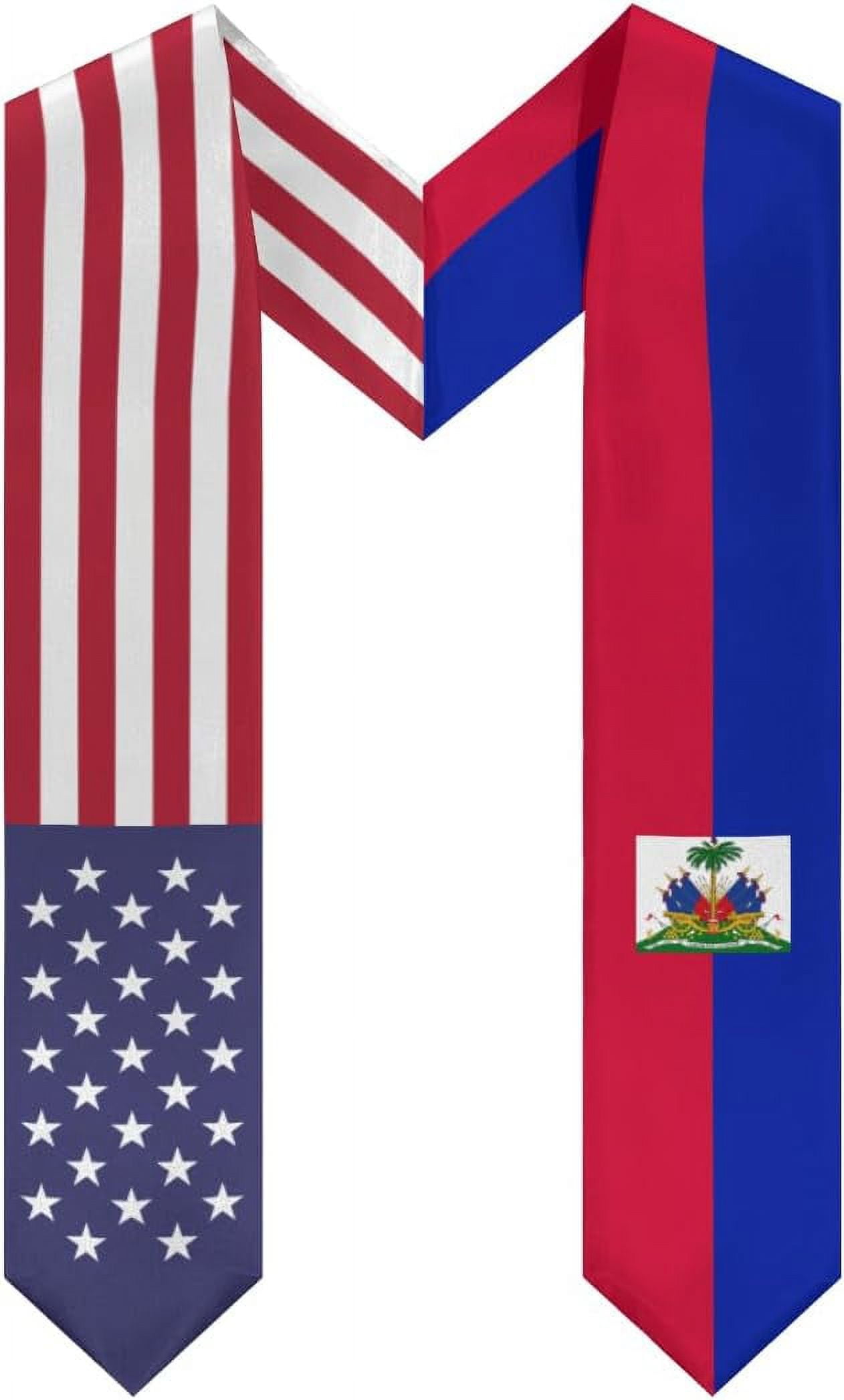 DABOYOZHZH Haiti Mix United States Flag Graduation Stole Sash For Study ...