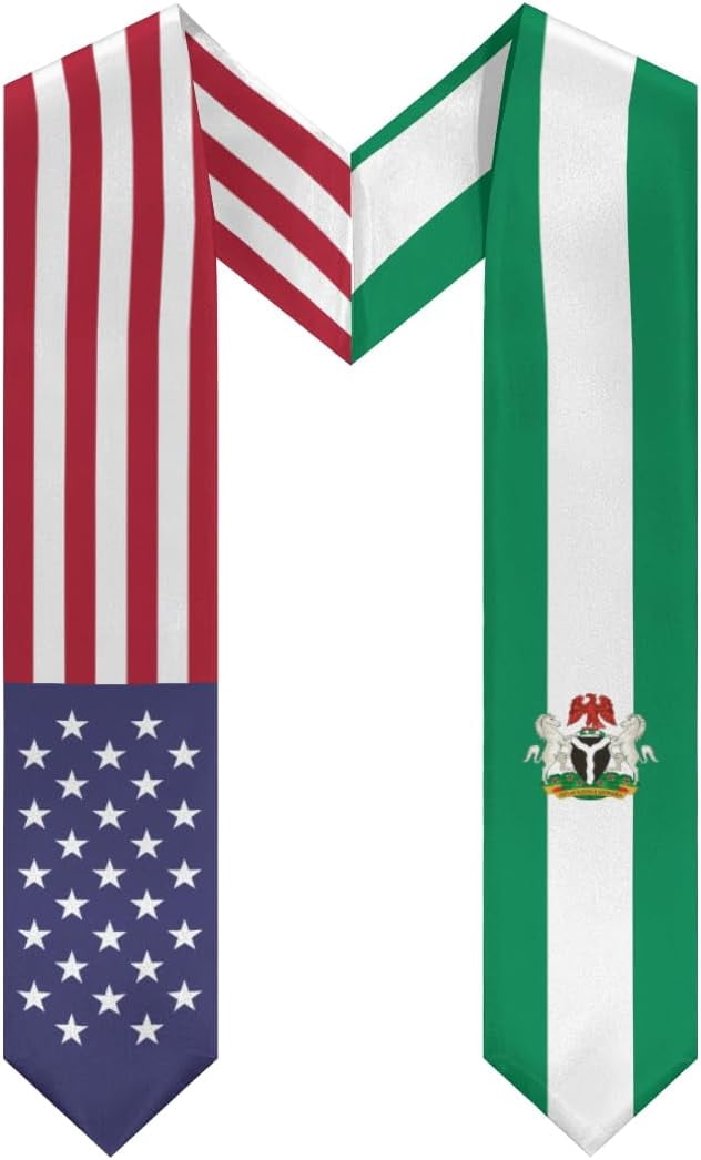 DABOYOZHZH Nigeria Mix United States Flag Graduation Stole Sash For ...