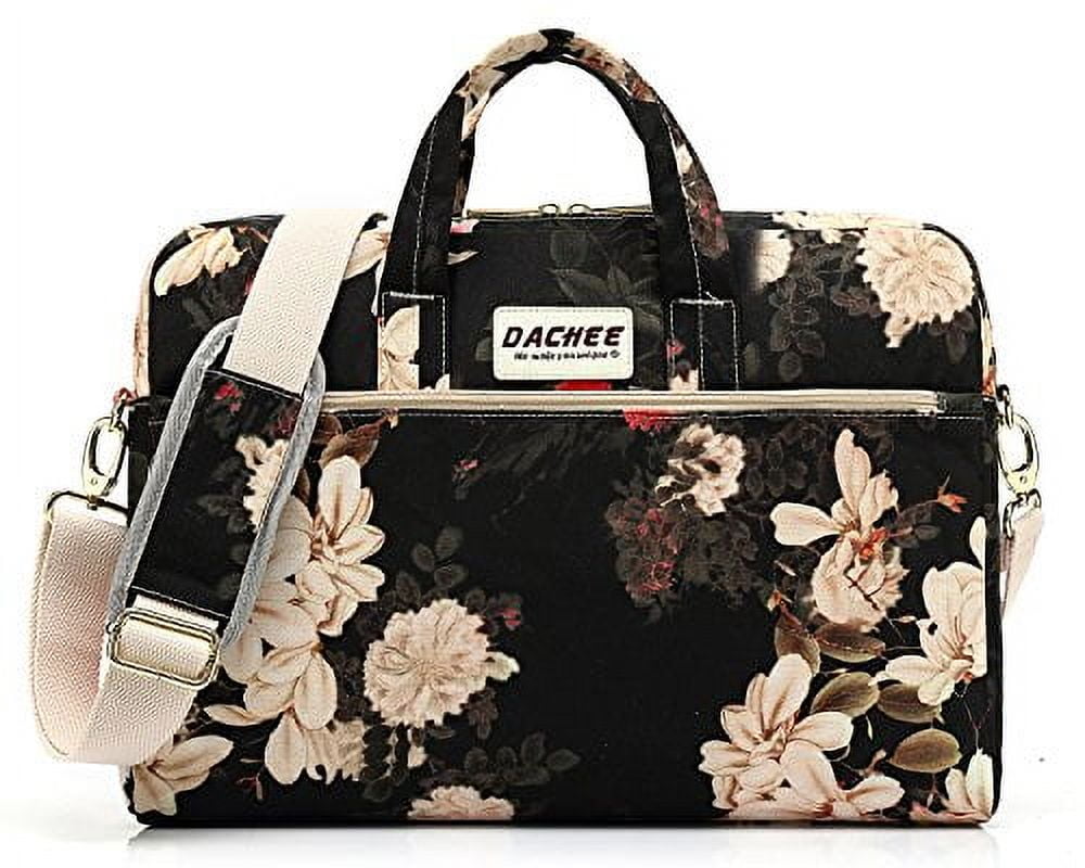 DACHEE Black Peony Pattern 15 inch Waterproof Laptop Shoulder Messenger ...