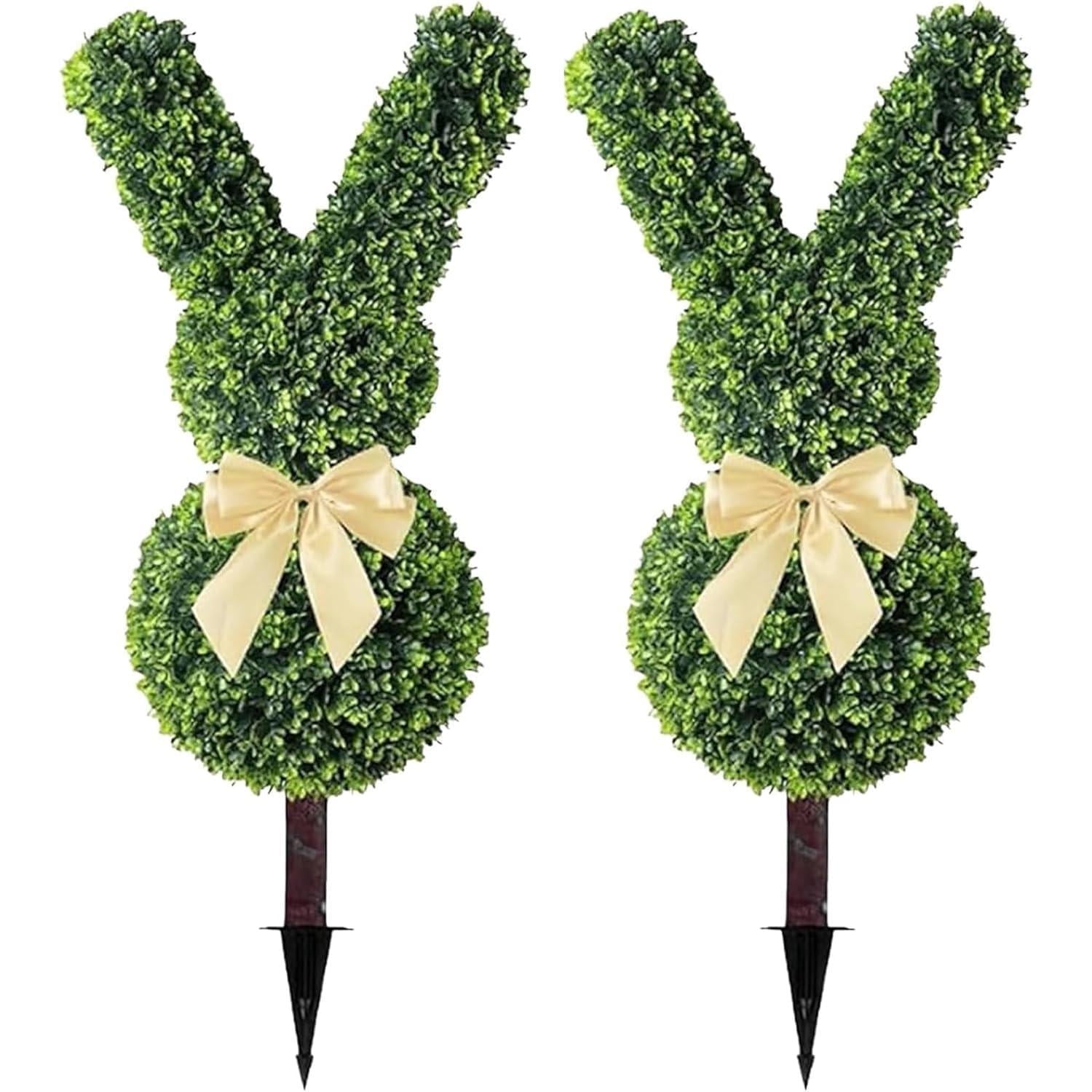 Easter Decor! Adorable Rabbit Shaped Topiary Trees Set of 2, with Big ...