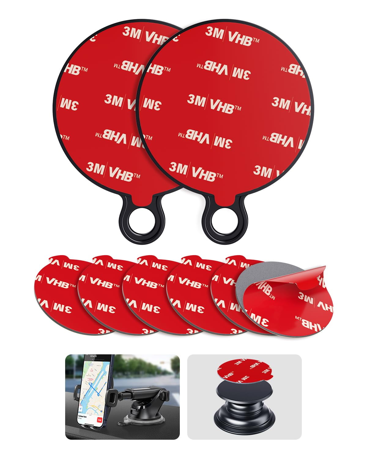 DACKAA-3M Adhesive Pads-2pcs 70mm Round & 6pcs 35mm (1.38 inches) Round ...