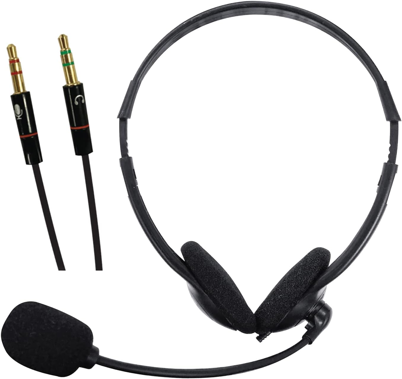 DACKAA-Headset with Adjustable Boom Mic and PC Adapter for VOIP/PC ...