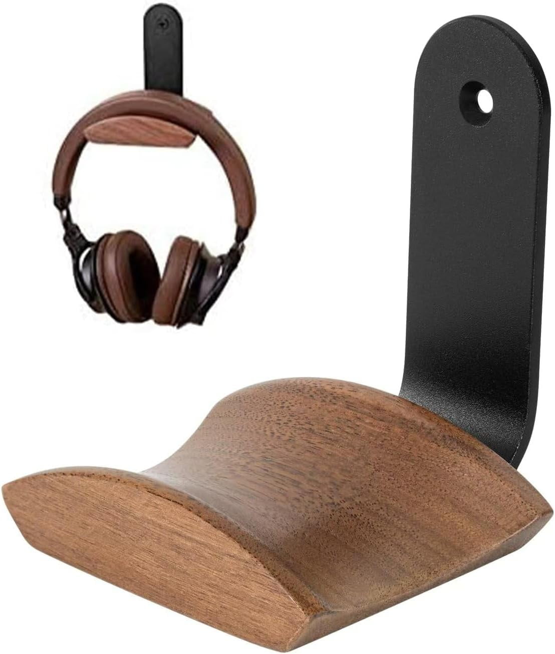 DACKAA-Headset Holder with 6cm Wide Walnut Headrest,Headphone Wall ...