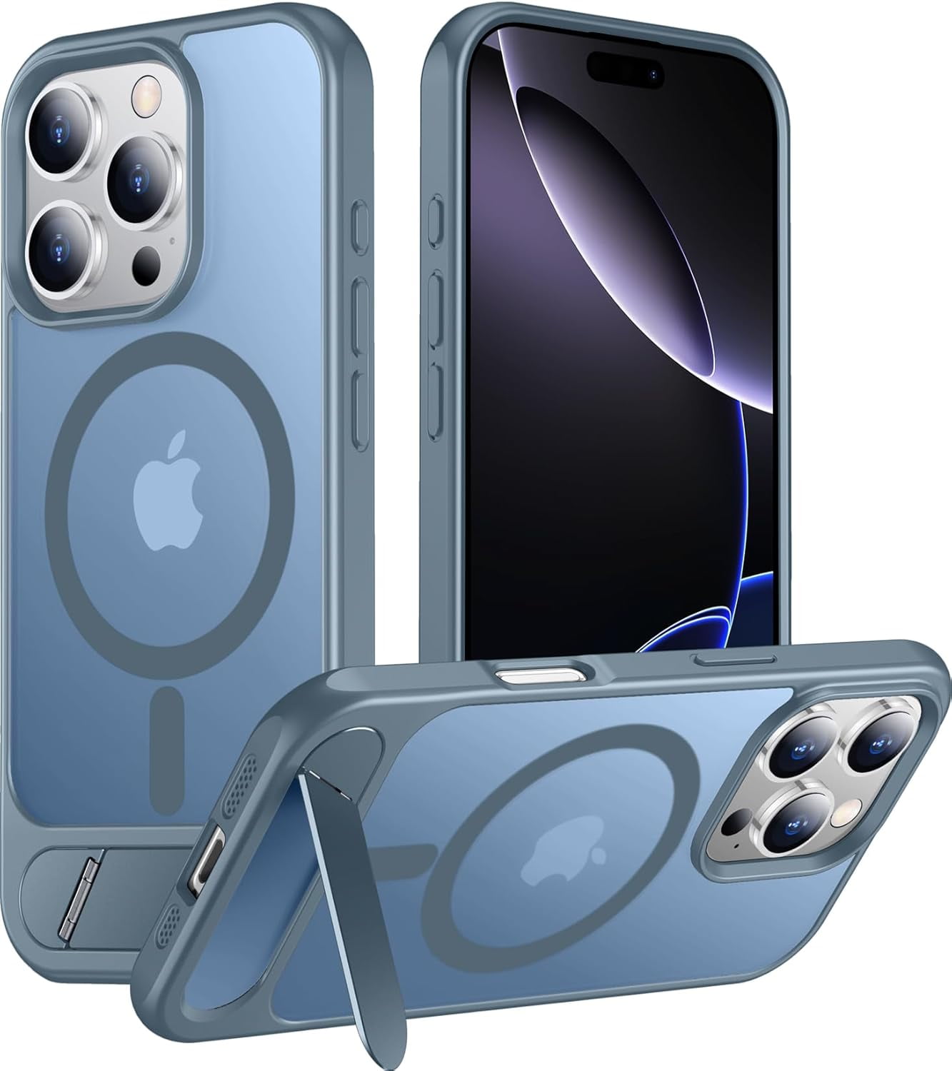 DACKAA-Magnetic Compatible with iPhone 16 Pro Max Case, [Built-in Invisible Kickstand ...