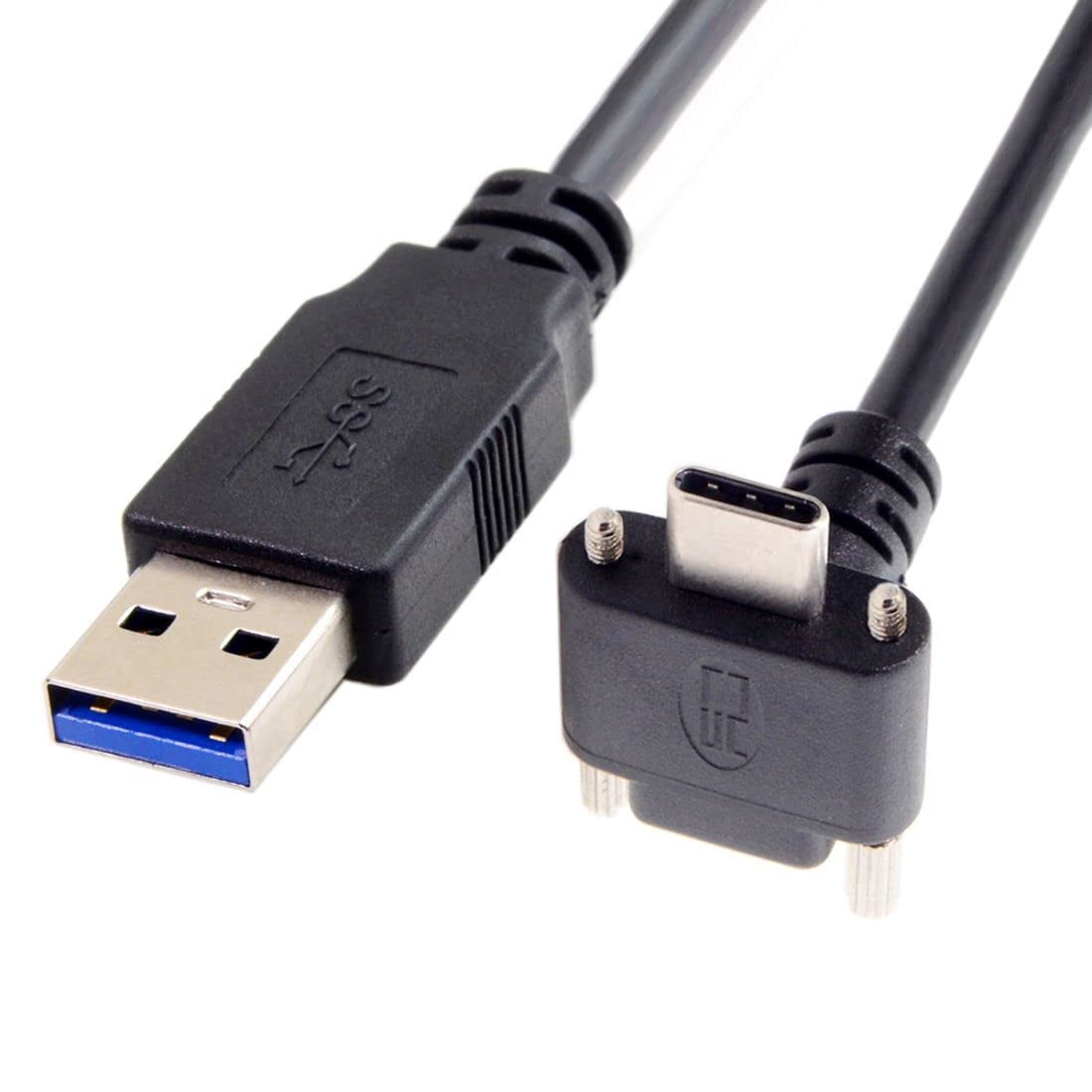 DACKAA-USB 3.0 to USB C 90 Degree Angled Data Cable with Panel Mount ...