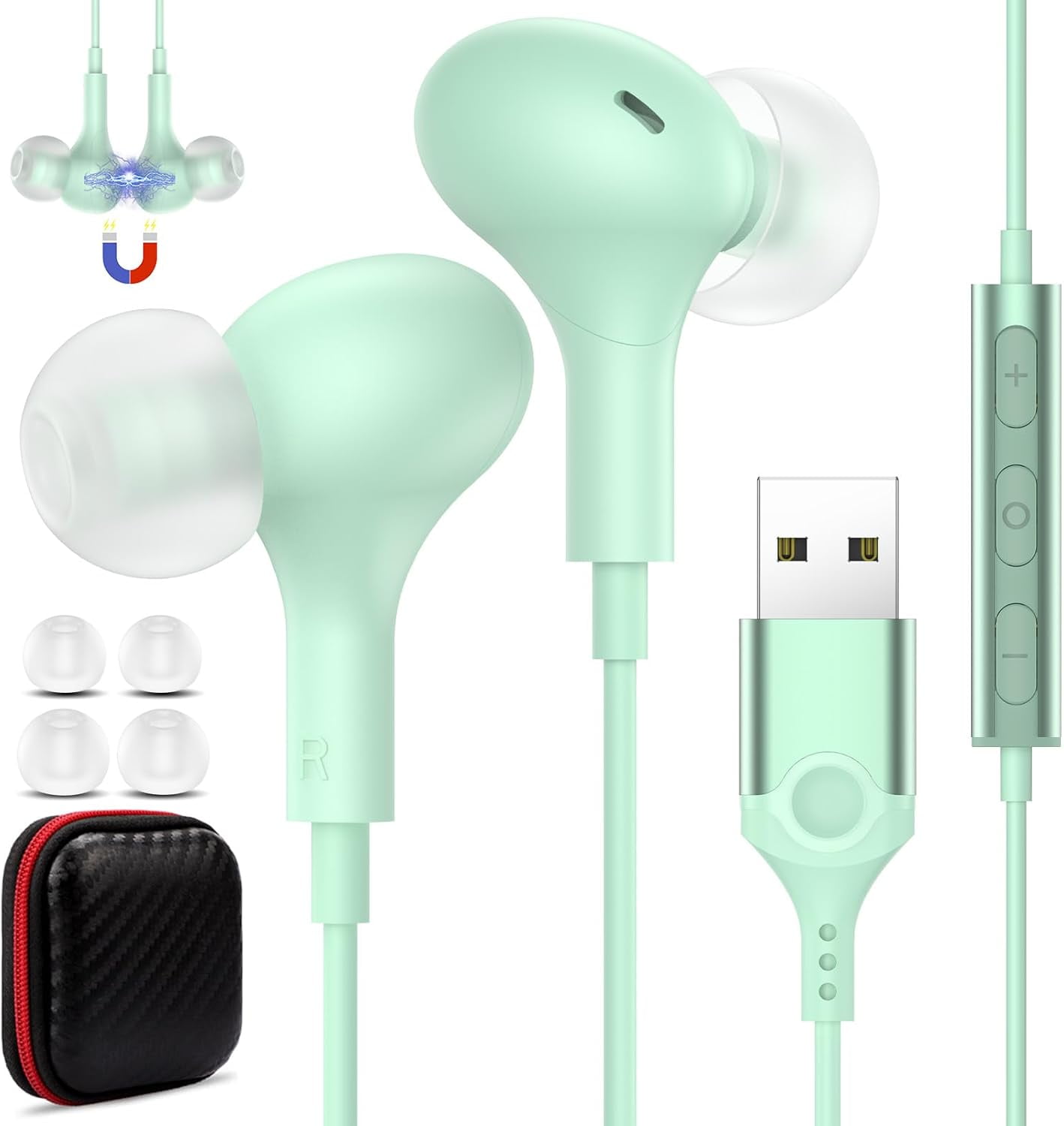 DACKAA-USB Headset with Microphone for PC Laptop,7.5Ft USB A Headphones ...