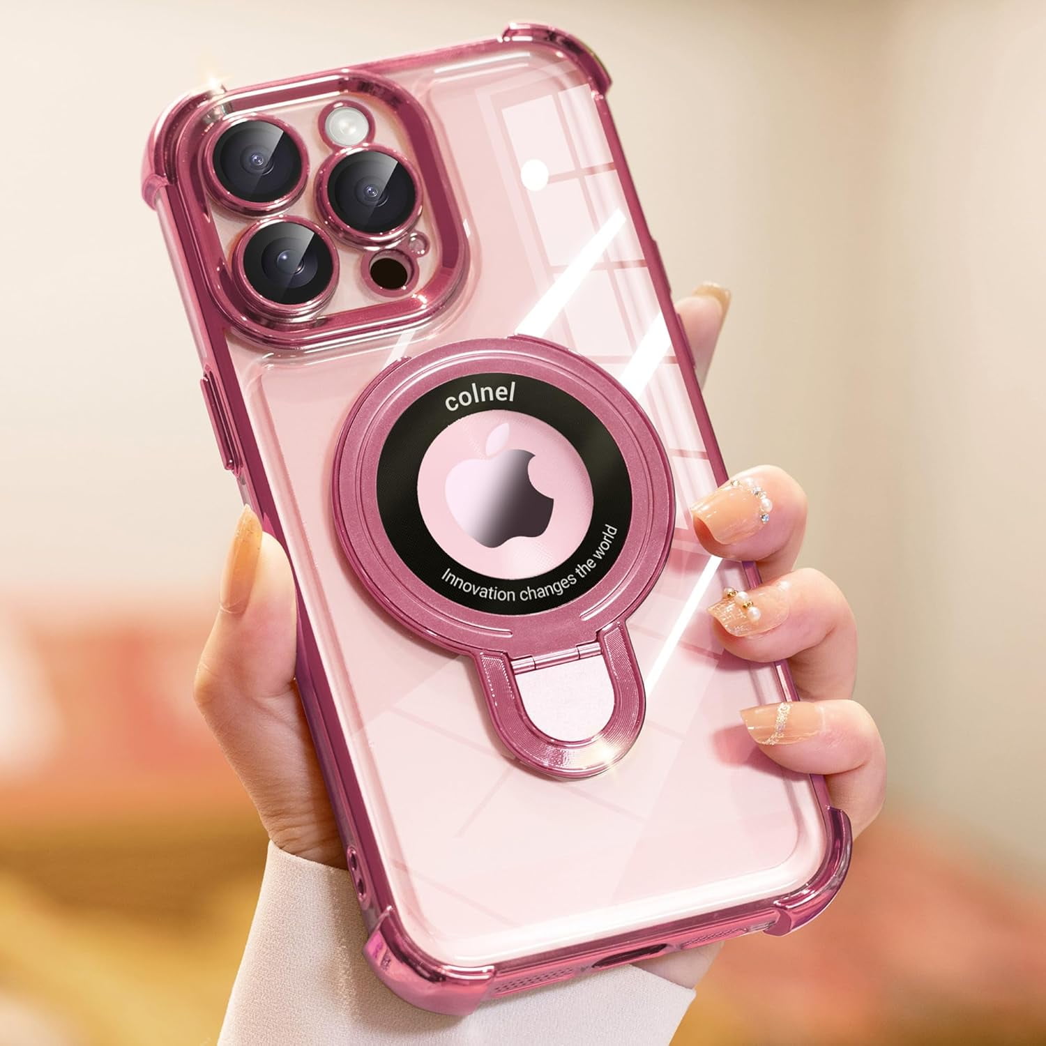 DACKAA-for iPhone 14 Pro Max Case with Integrated Lens Protection, [Foldable Stand & Ring Holder ...