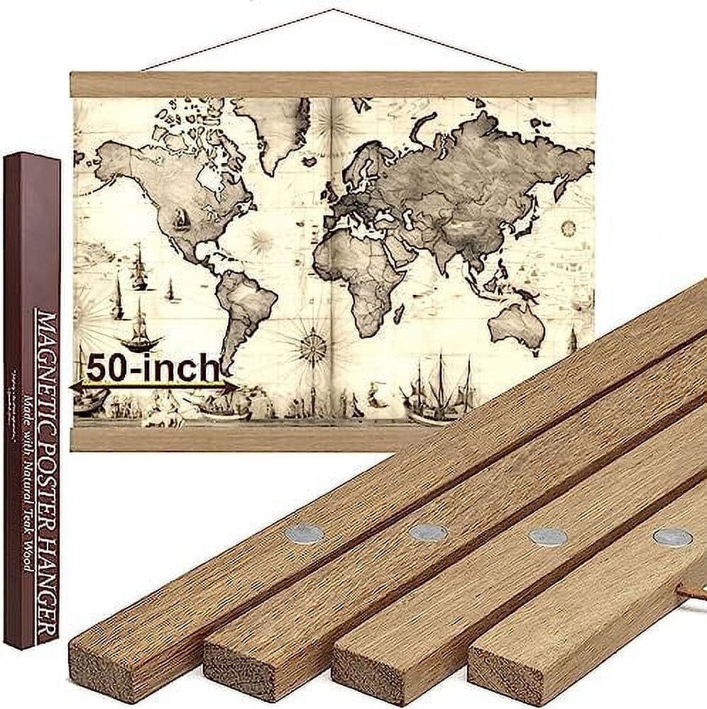 DACRI HOME 50" Sturdy Magnetic Poster Hanger Frame â€“ 50x32 50x30 Teak ...