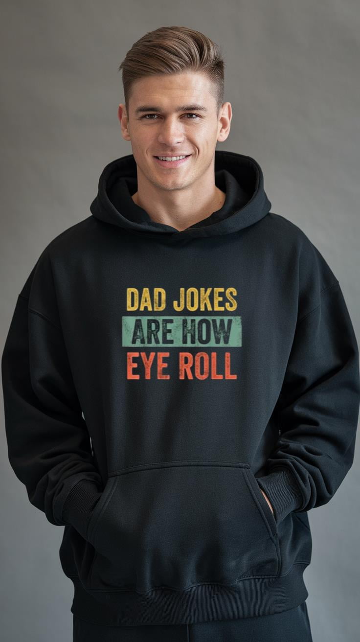 DAD JOKES HOW EYE ROLL FUNNY FATHERS DAY PUN GRAPHIC HUMOR SARCASTIC STYLE Hoodie , for men ...