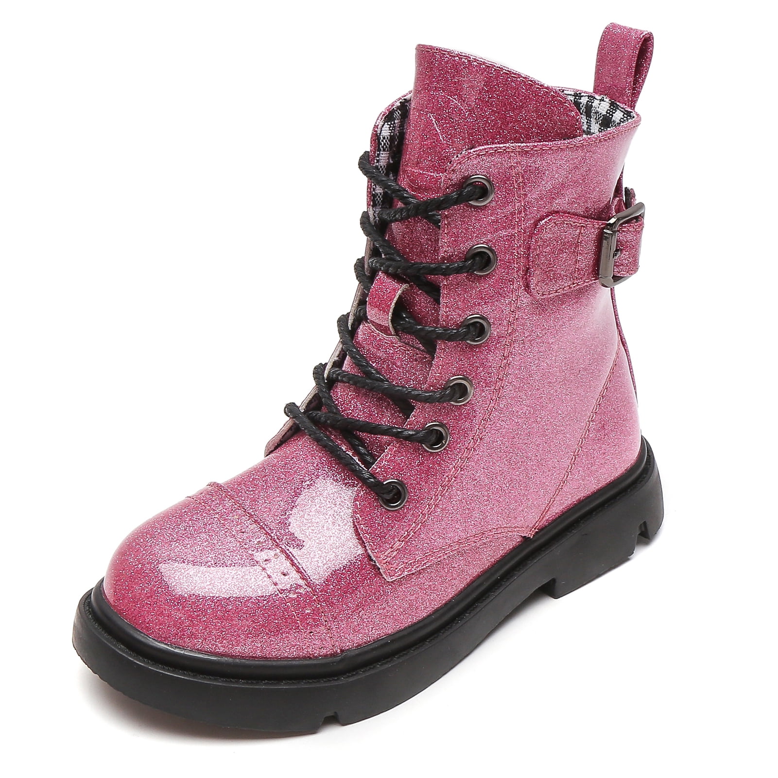 DADAWEN Boy Combat Boots Girl Glittering Ankle Boots Waterproof Pink 11 ...