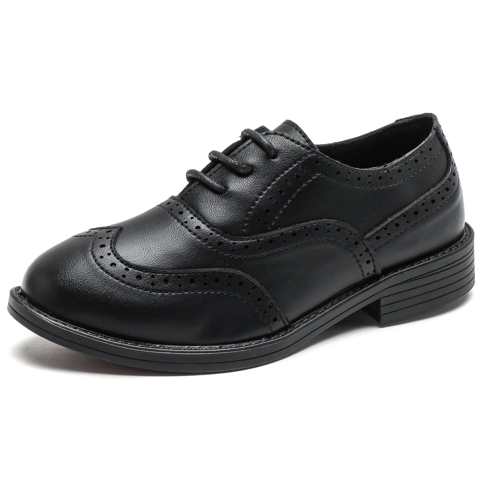 Boys Oxfords Dress Shoes Lace up Black School Uniform Shoes 2 Little ...