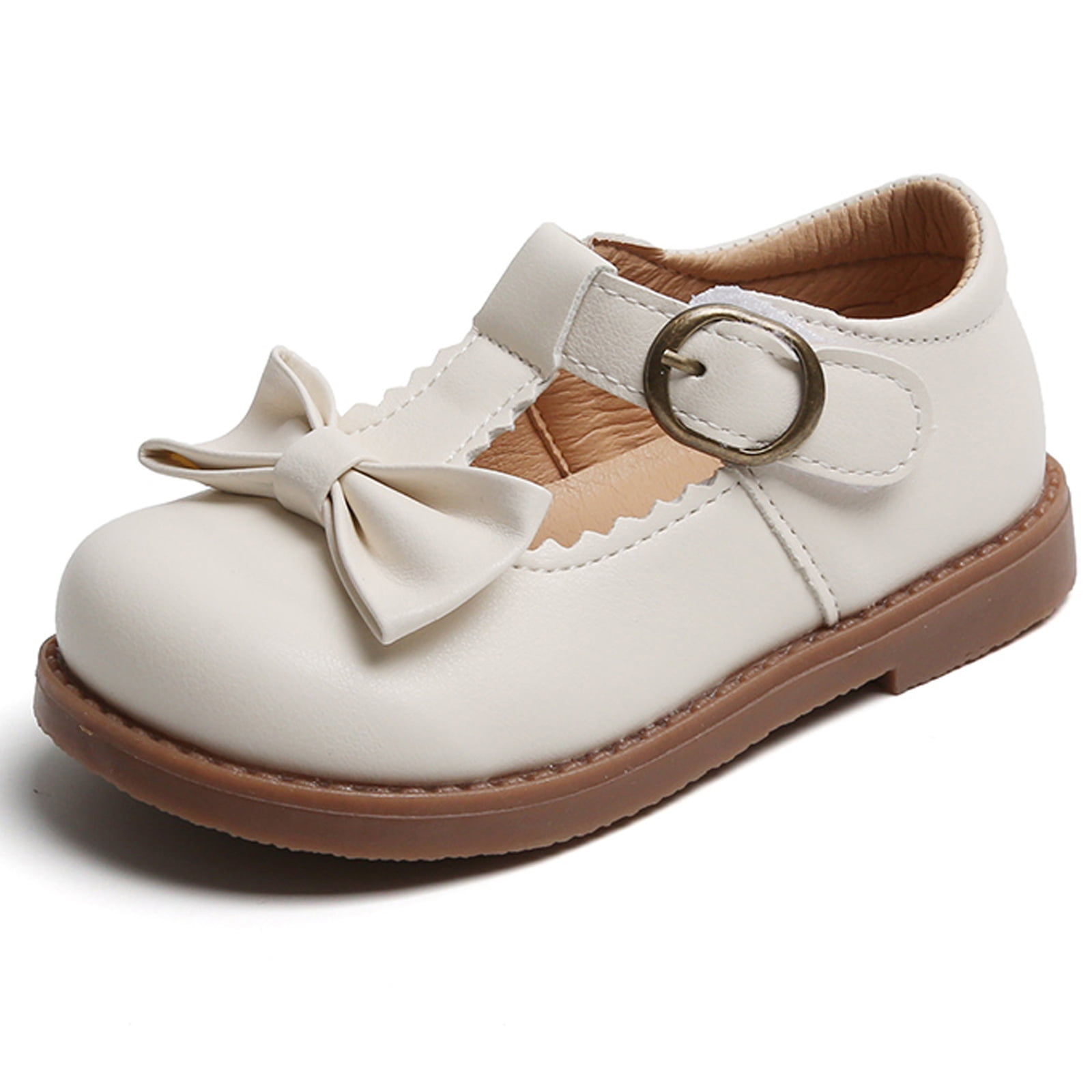 DADAWEN Girl's White Dress Shoe School Uniform Shoes Mary Jane T-Strap ...