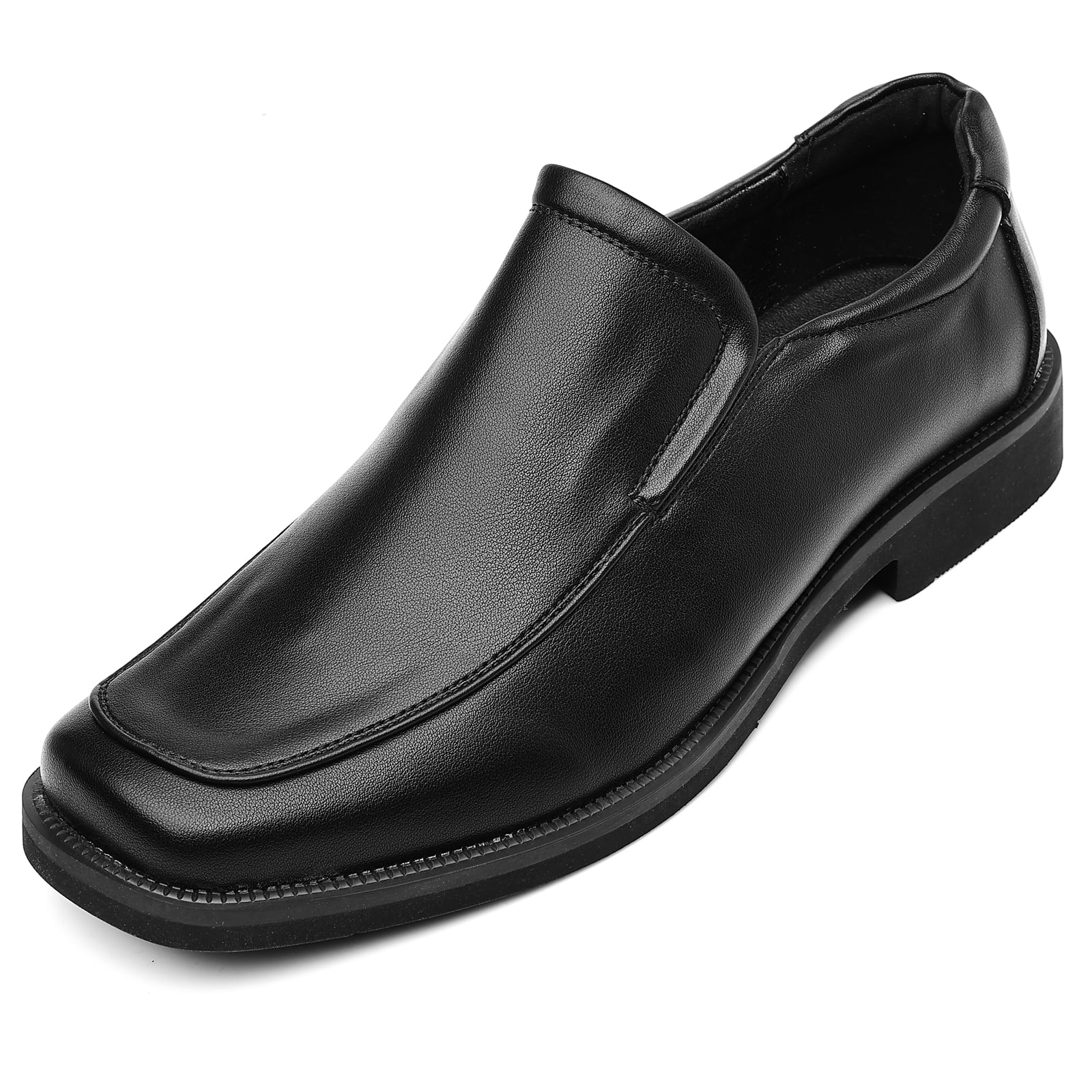 Dadawen Men's Black Leather Square Toe Loafers, Slip-On Dress Shoes ...