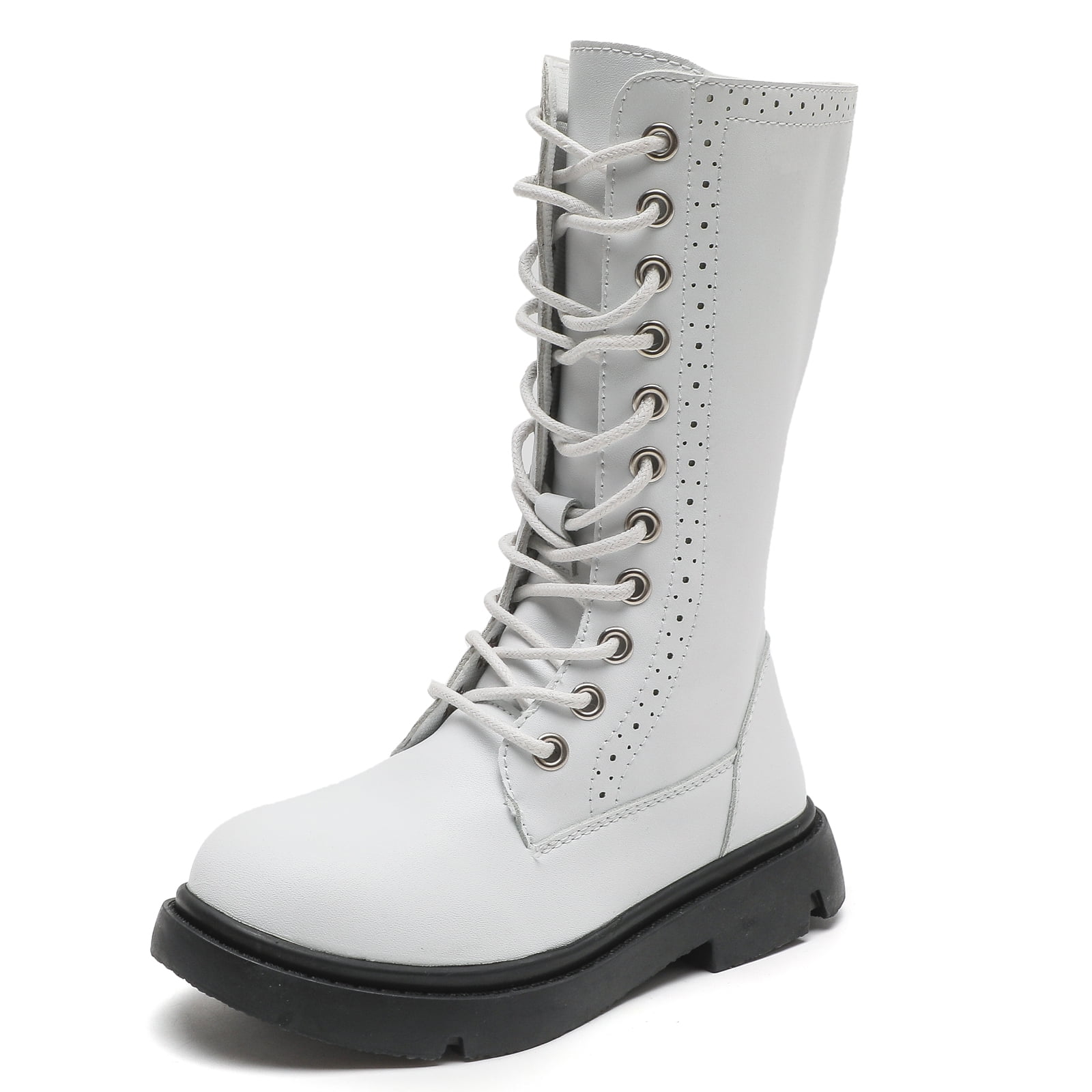 DADAWEN White Girls Riding Boots Fashion Knee-High Boots for 3.5 Big ...