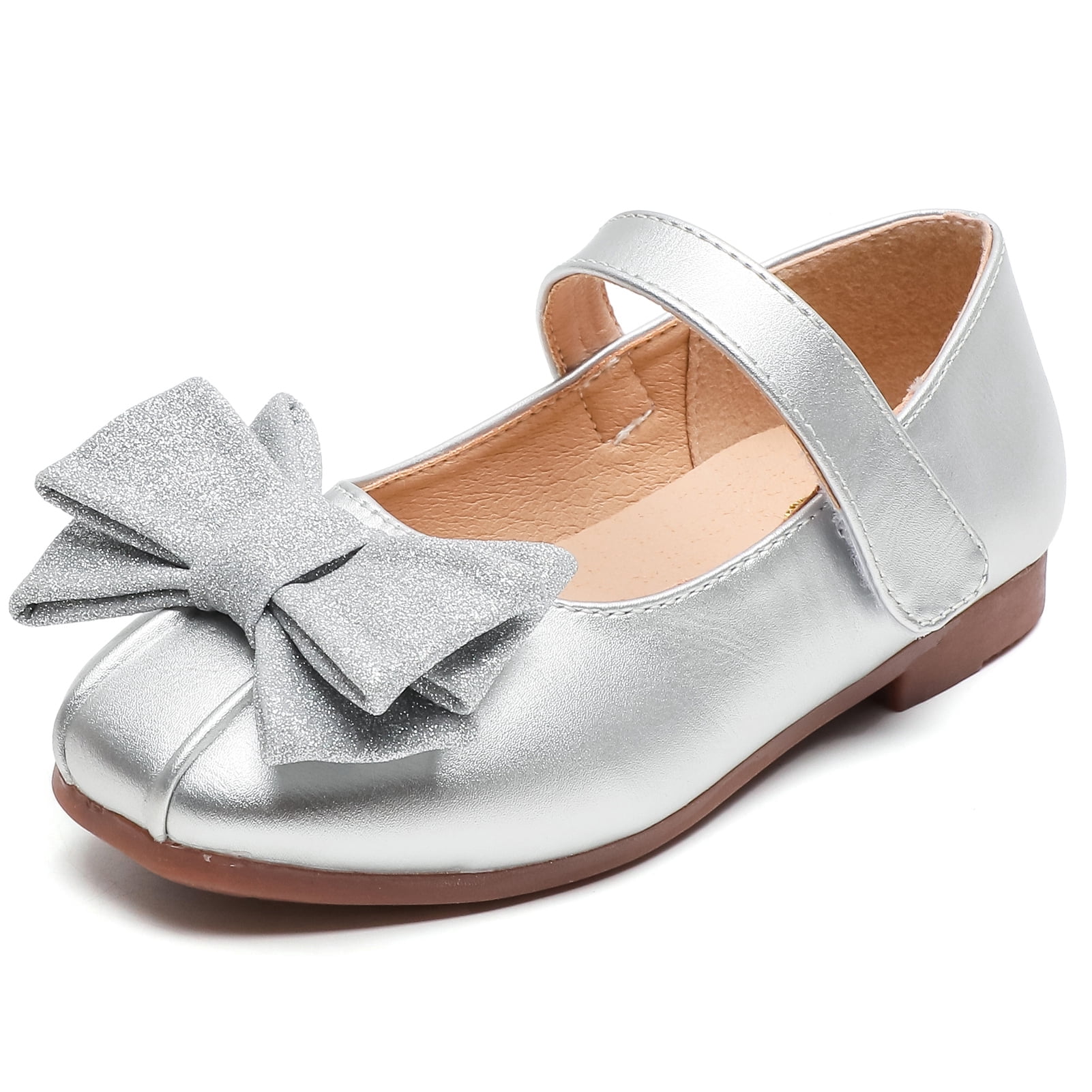DADAWEN Women's Chunky Block Heel Open Toe Sandals with Bow Trim Silver ...