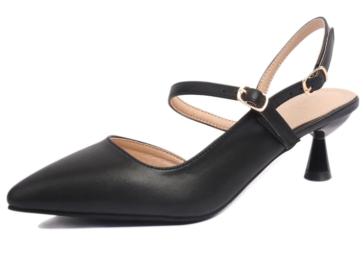 DADAWEN Women's Closed Pointed Toe Low Heels Slingback Pumps Kitten ...