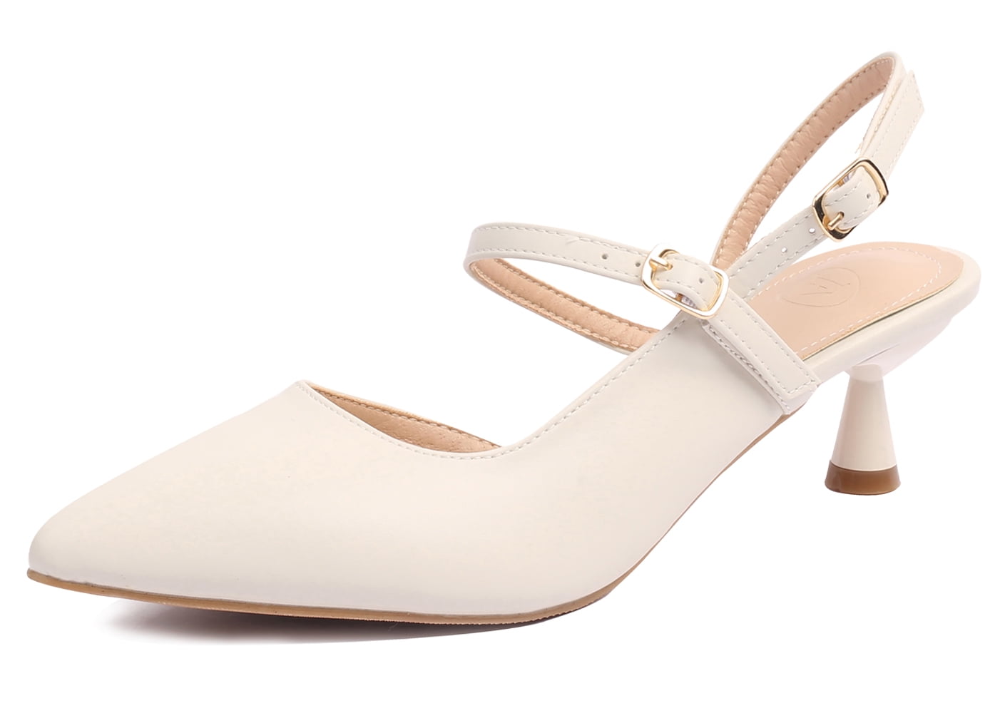 DADAWEN Women's Closed Pointed Toe Low Heels Slingback Pumps Kitten ...