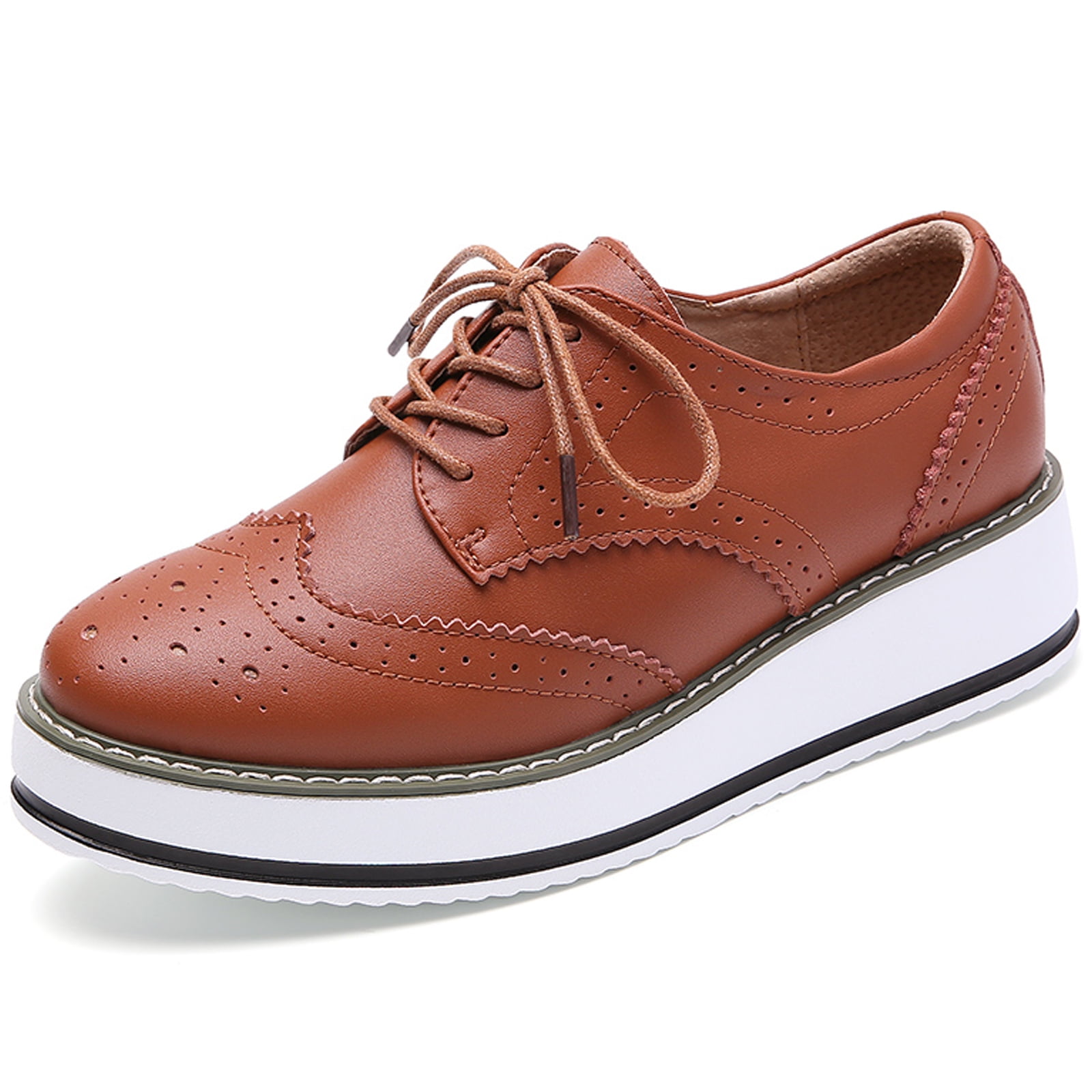 Free Shipping! DADAWEN Women's Wing Tip Oxfords Platform Shoes Casual ...