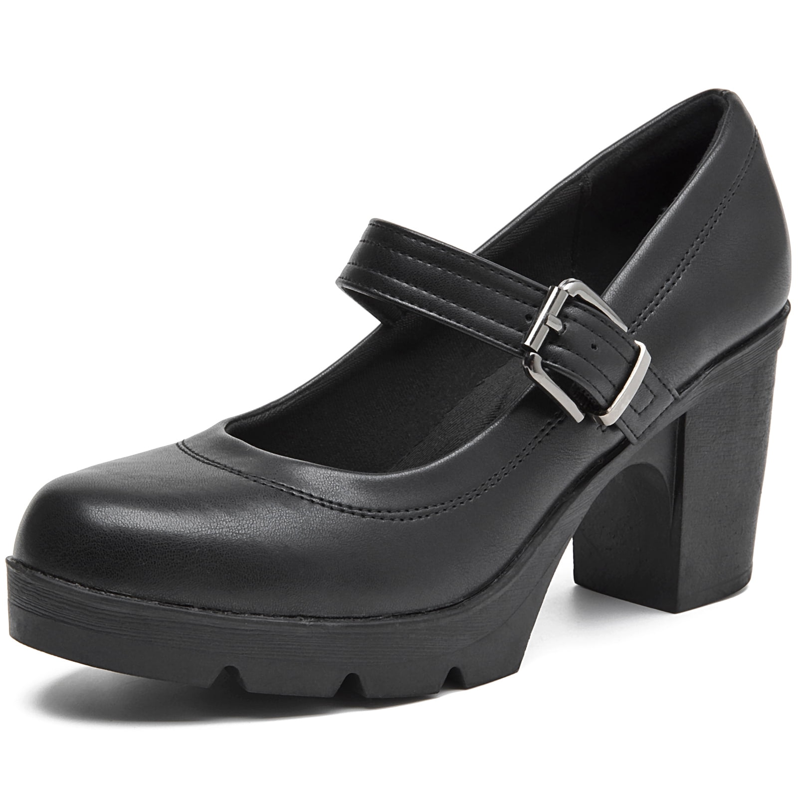 DADAWEN Womens Pumps Mid Heels Round Toe Platform Chunky Heels Bridal ...