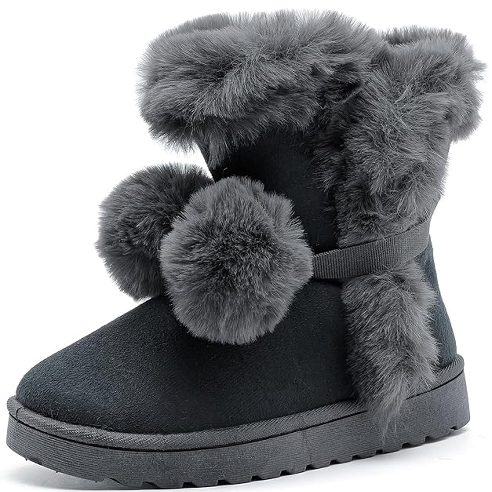 DADAWEN Womens Snow Boots Ankle Booties with Faux Fur Warm Cozy Winter ...