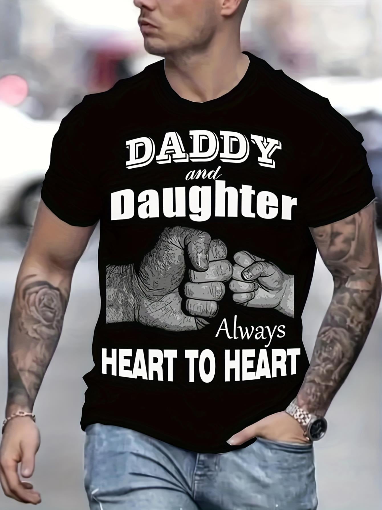 ''DADDY AND DAUGHTER ALWAYS HEART TO HEART'' Pattern Print Men's Short Sleeve Comfy T-shirt ...