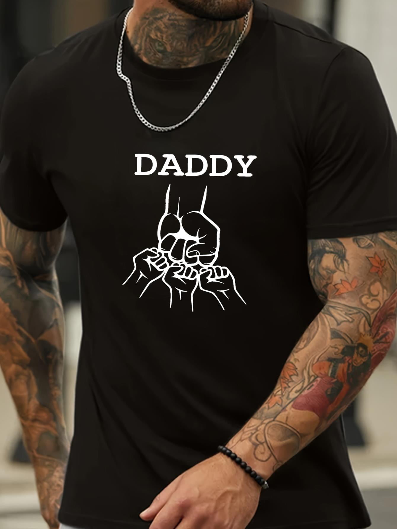DaDDY Print T-shirt, Men's Breathable Comfy Short Sleeve , Men's ...
