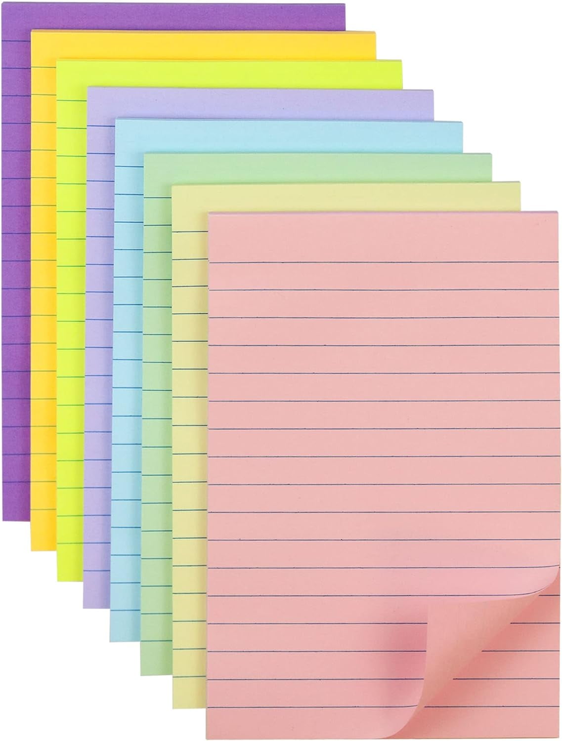 DADHOT (8 Pack) Lined Sticky Notes 4X6 in, Morandi Pastel Colors Ruled ...