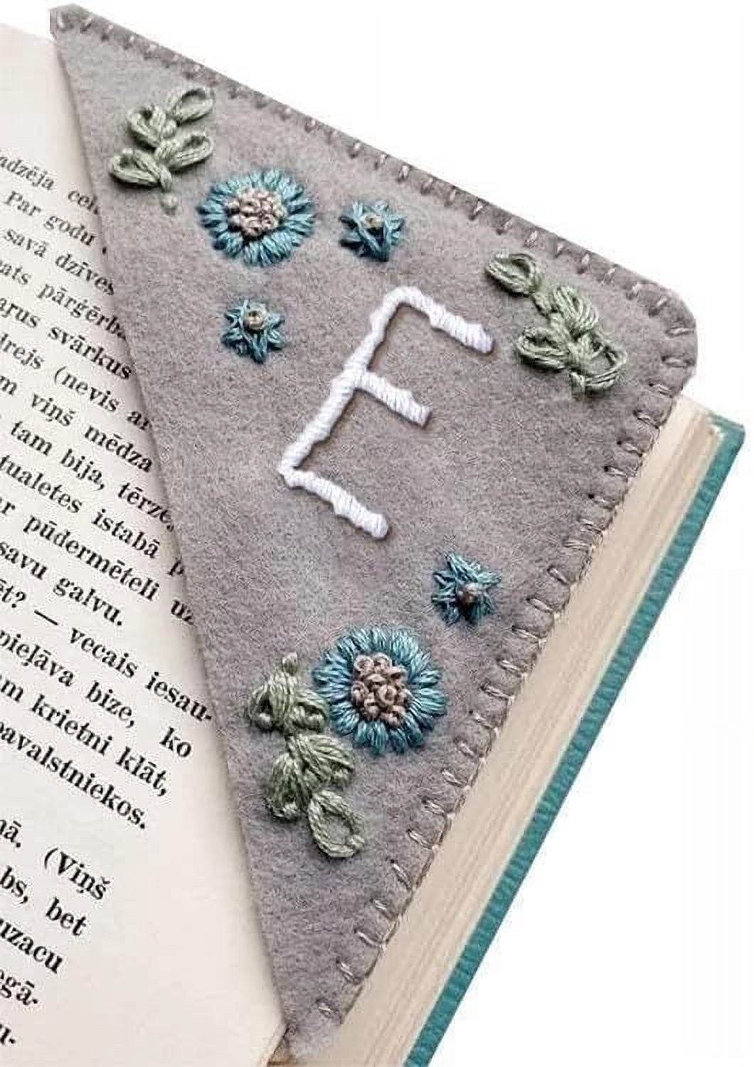 DADHOT Personalized Hand Embroidered Corner Bookmark,Felt Triangle Page ...