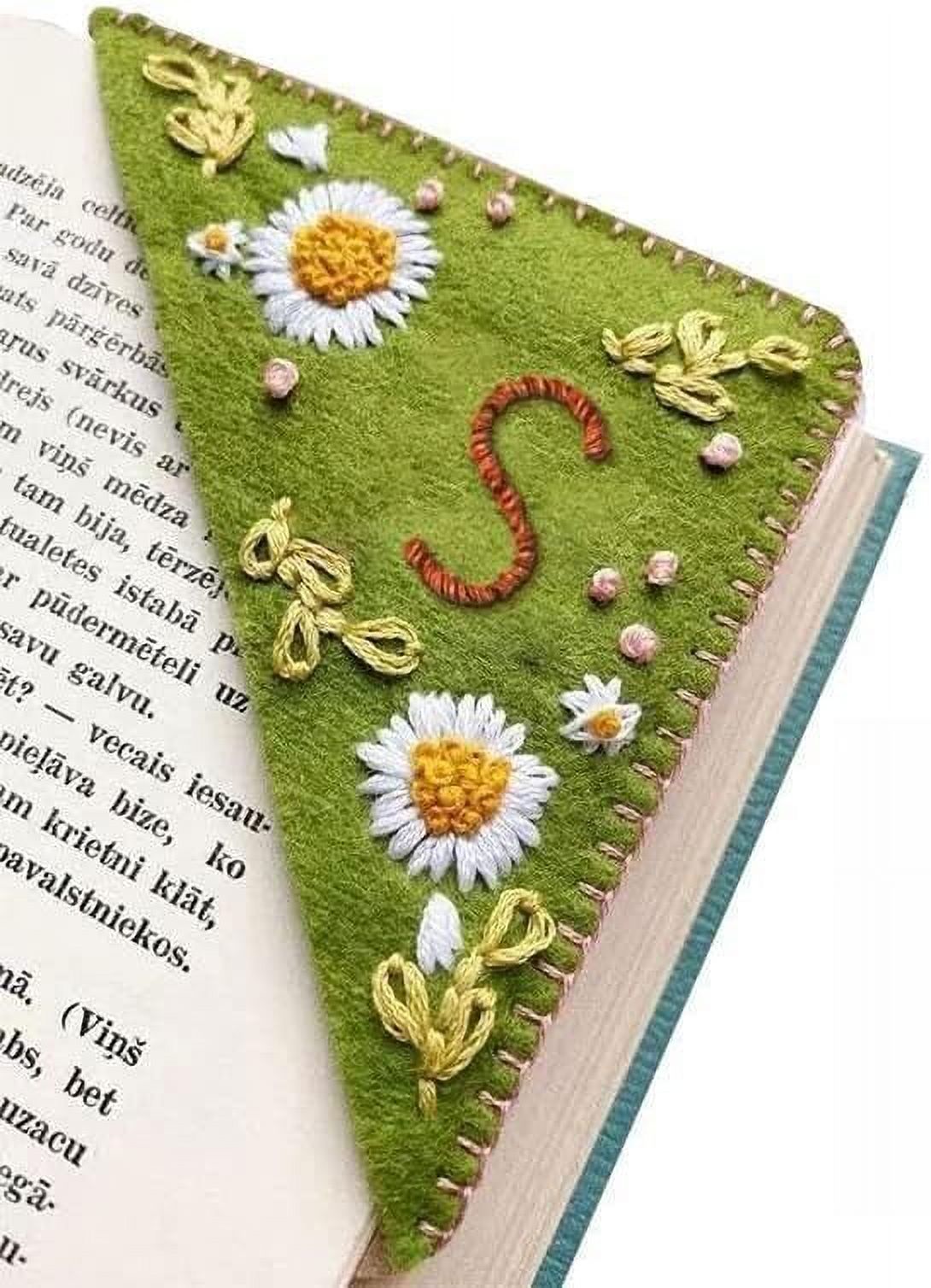 DADHOT Personalized Hand Embroidered Corner Bookmark,Felt Triangle Page ...