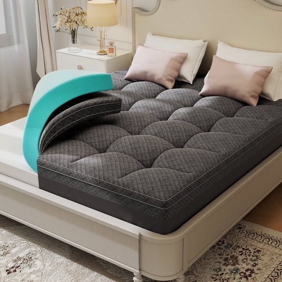 DADO DIDO Memory Foam Mattress Topper, 3 inch Queen, Dual Layer Gel ...