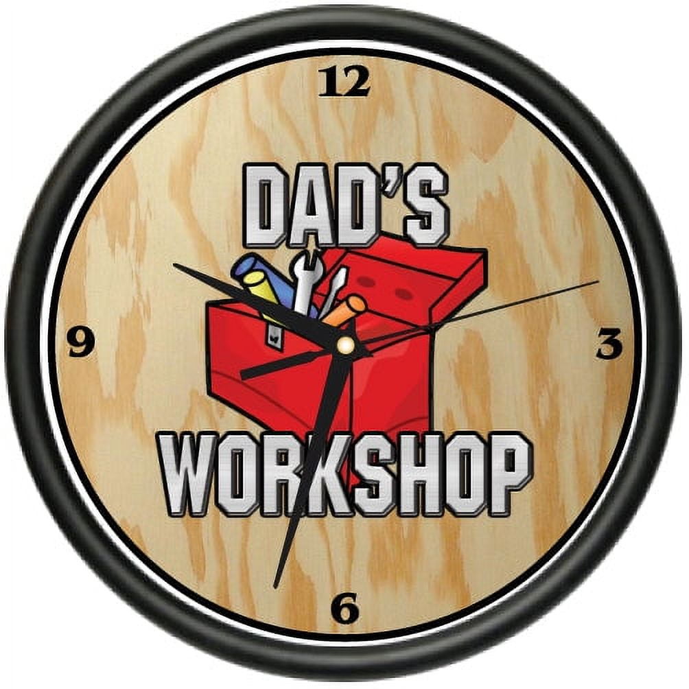 DADS WORKSHOP Wall Clock father mechanic garage gift - Walmart.com