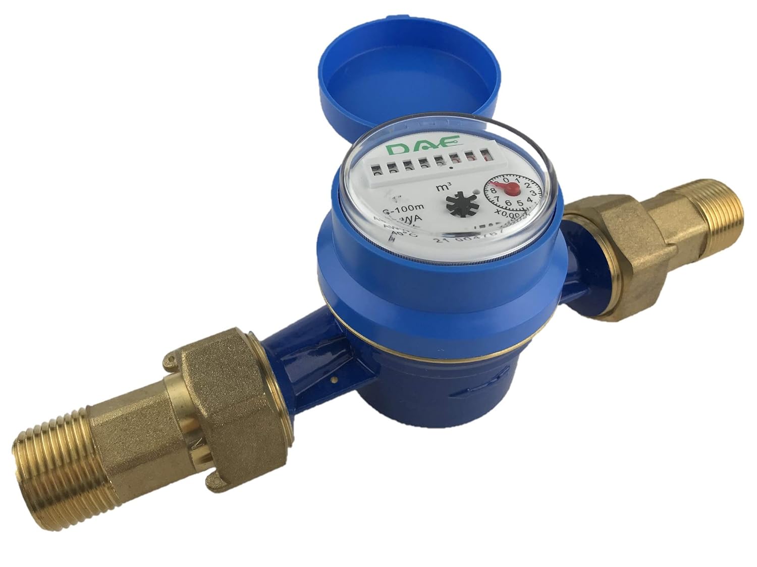 DAE AS-100m 1" Water Meter, Measuring in Liters + NPT Couplings ...