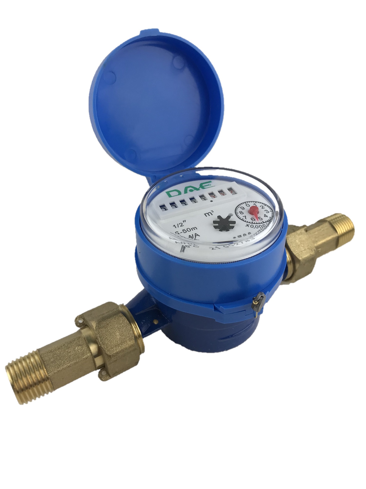 DAE AS-50m 1/2" Water Meter, Measuring in Liters + NPT Couplings ...