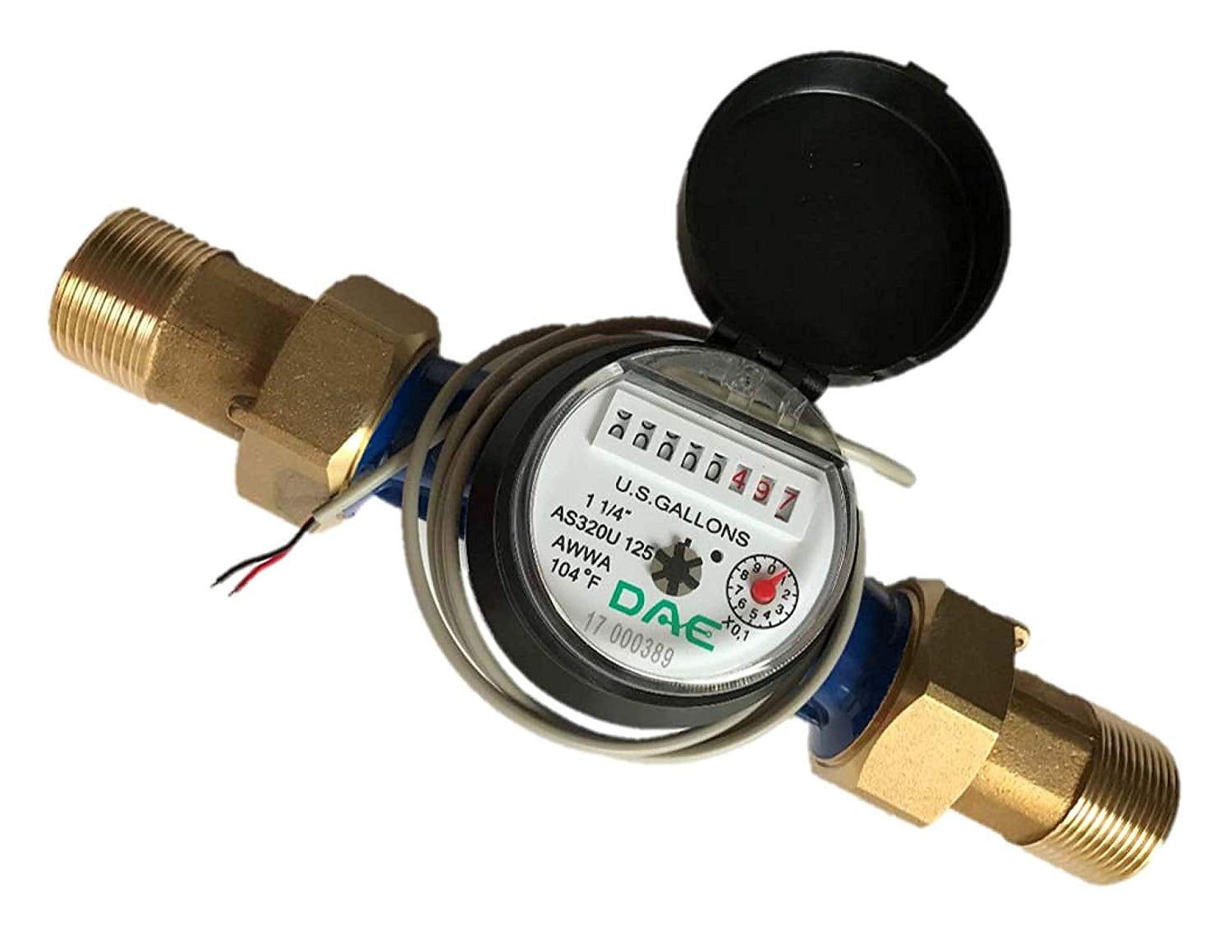 DAE AS320U-125P 1-1/4" Water Meter with Pulse Output, Gallon Measure ...