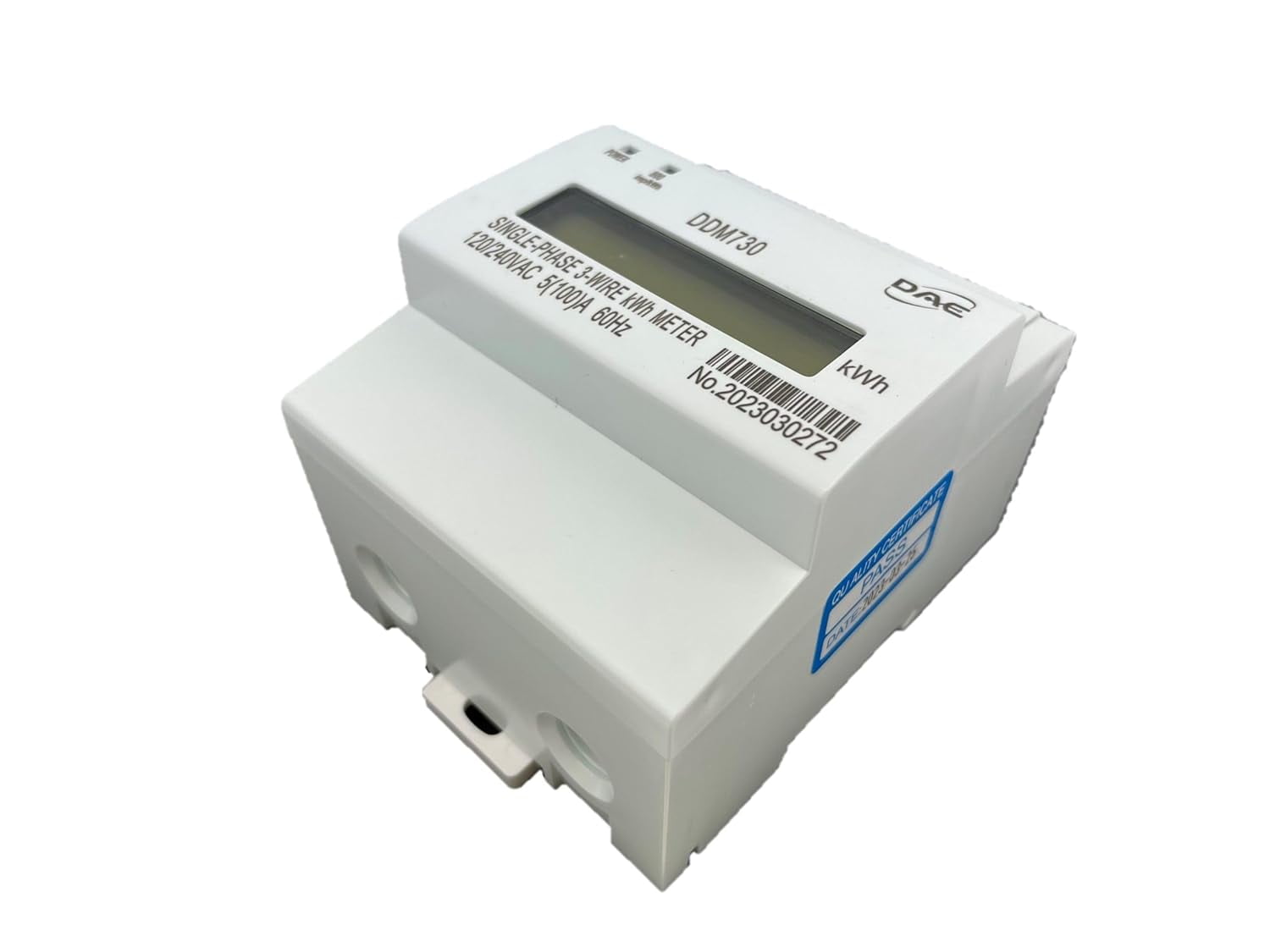 DAE DDM730 120/240V kWh Meter, 100 Amp, 1P3W (2 hot wires, 1 neutral ...