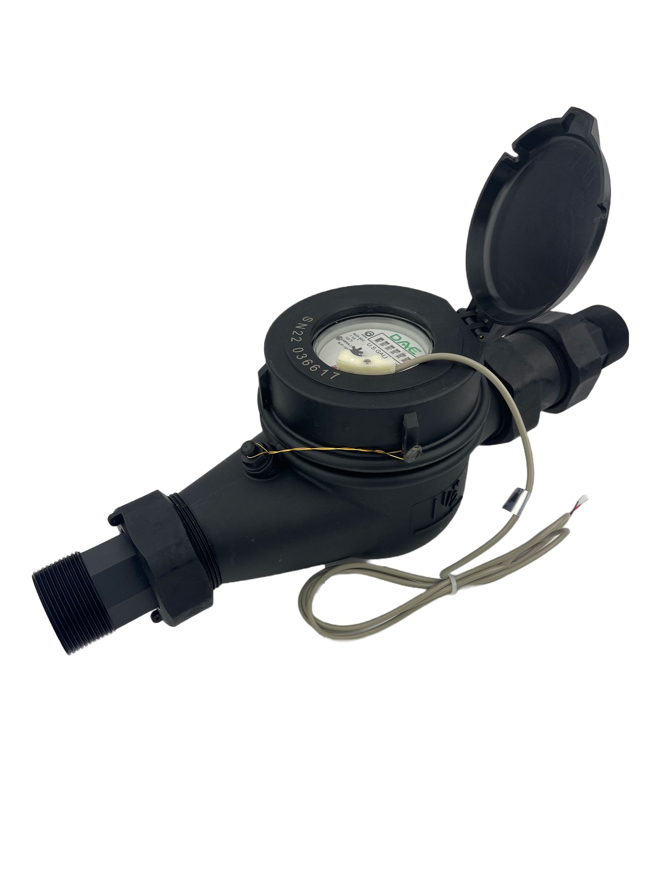 DAE MJP-150P 1.5" Lead Free Potable Plastic Water Meter, Pulse Output, NPT Couplings, Gallon ...