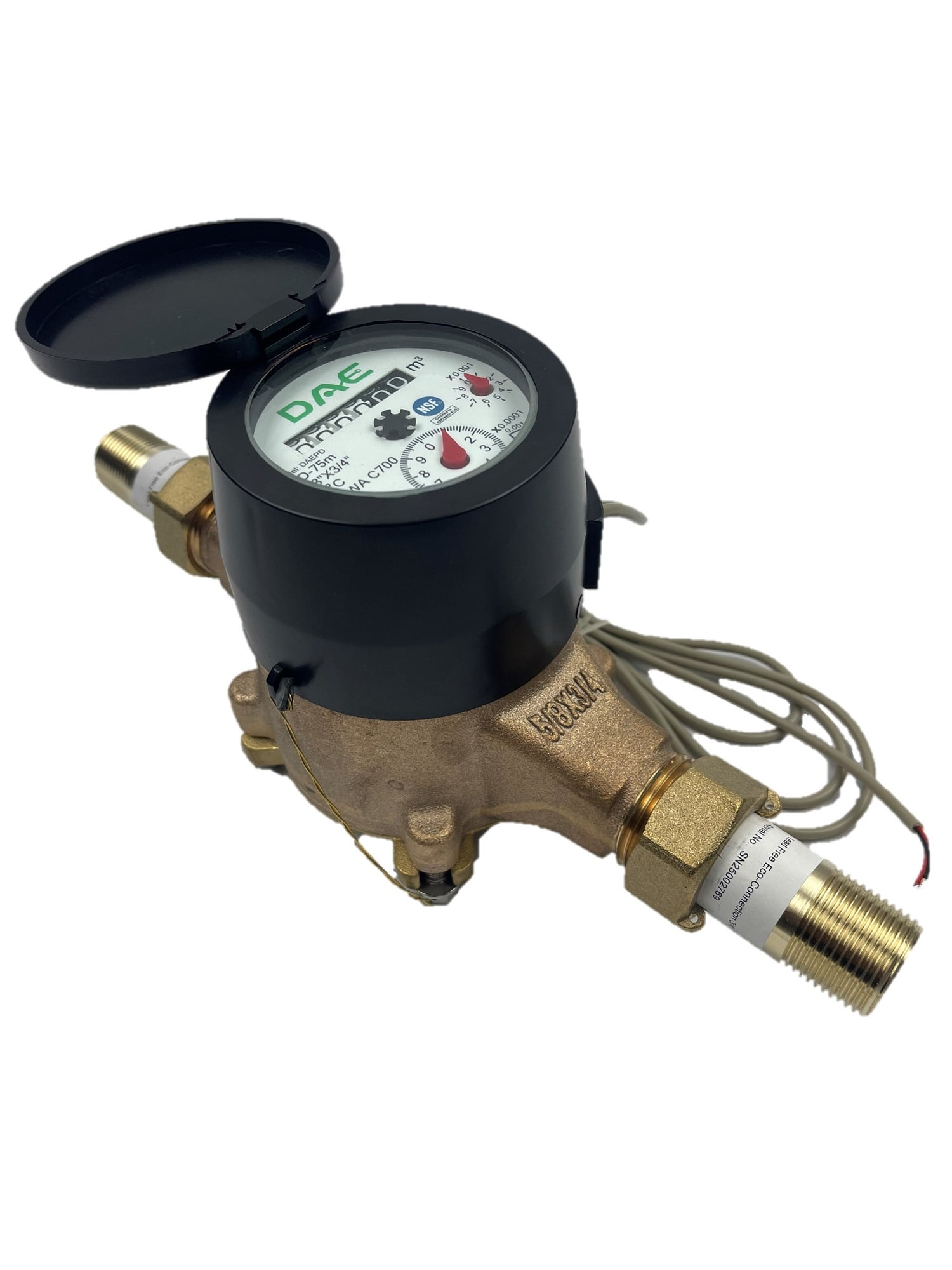 DAE PD-75m Lead Free NSF61, IP68 Positive Displacement Water Meter, 3/4 ...