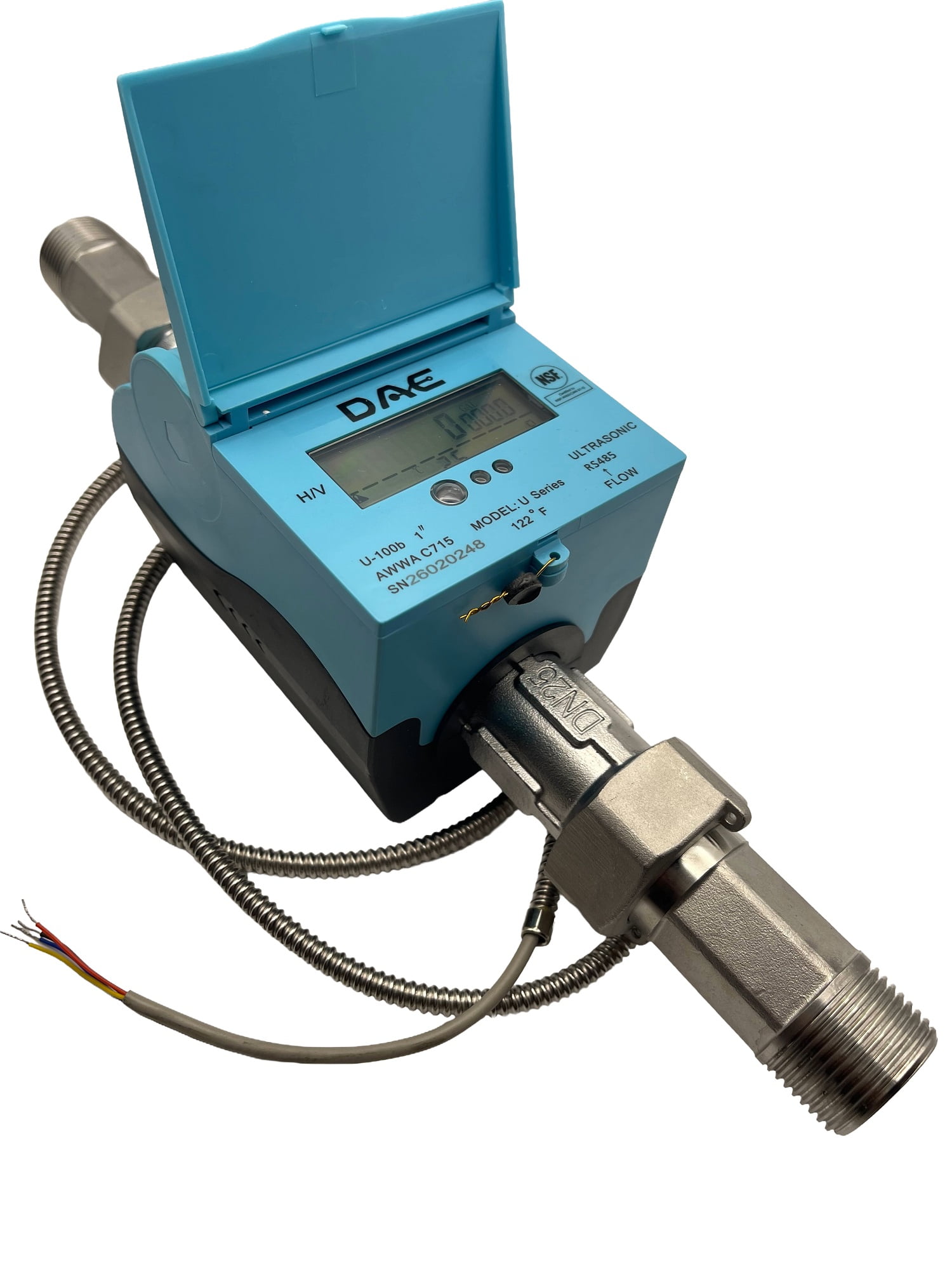 DAE U-100b 1″ NSF61 Non-Lead Stainless Ultrasonic Flow Meter with RS485 ...