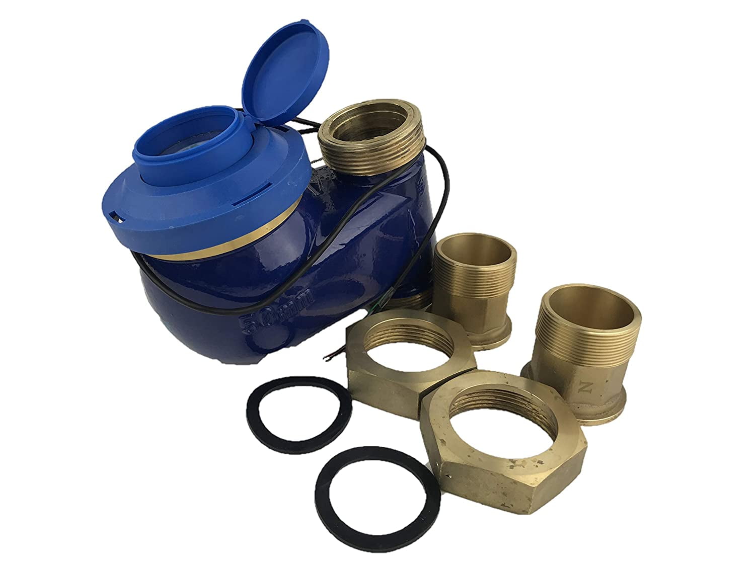 DAE V-200P 2" Vertical Water Meter, Pulse Output + Couplings, Gallons ...