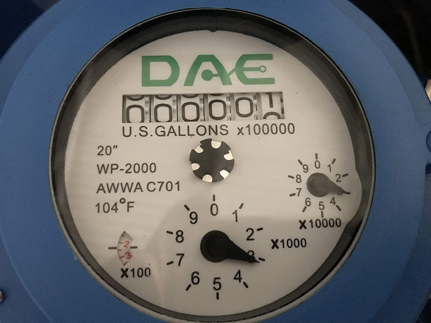 DAE WP-2000P 20" Woltmann Helix Water Meter, Pulse Output, Gallons ...